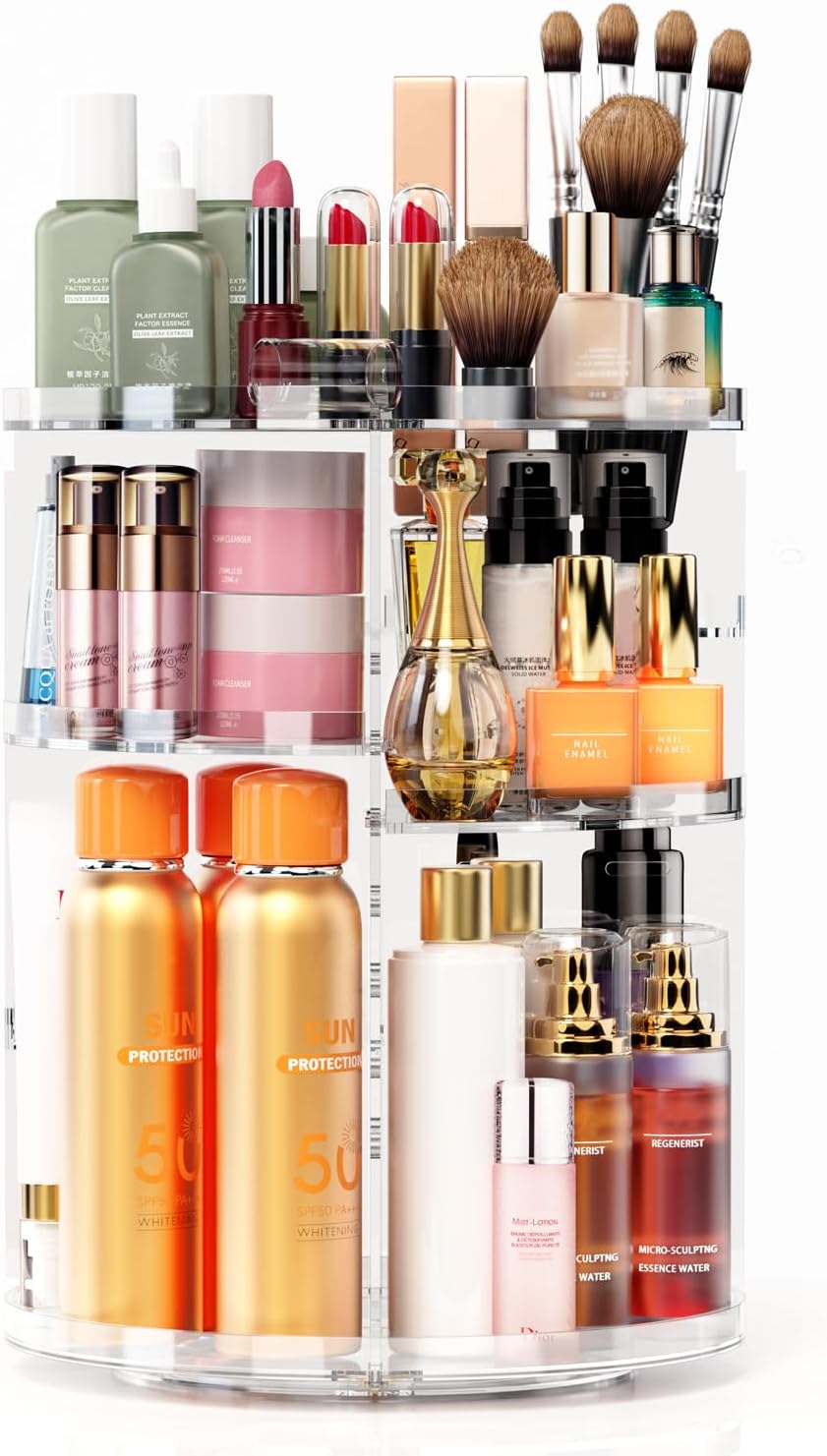 HOOMOOZ 360 Rotating Makeup Organiser, 7 Adjusatble Layers Cosmetic ...