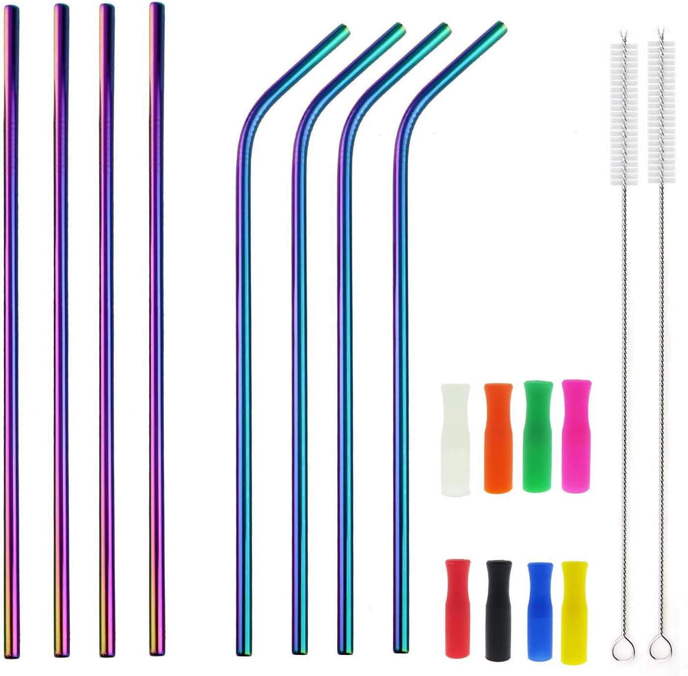 Amazon.com: 12" Black Color Metal Straws, 4pcs Ultra Long Reusable ...