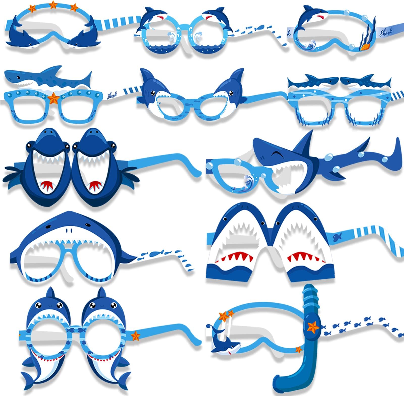 Amazon.com: 24 Pairs Summer Shark Glasses Ocean Theme Shark Photo Booth ...