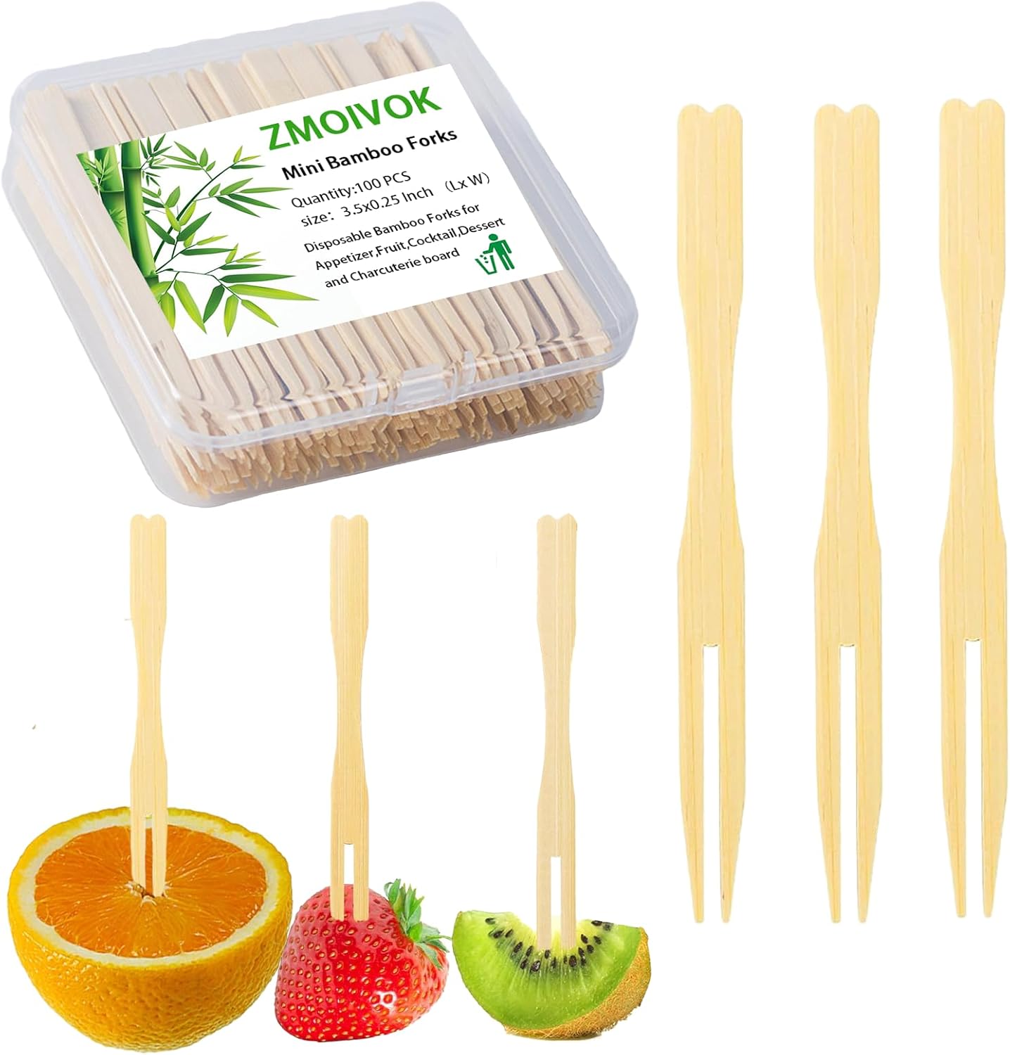 Amazon.com: 100pcs Bamboo Forks Appetizer Forks,3.5 Inch Charcuterie ...