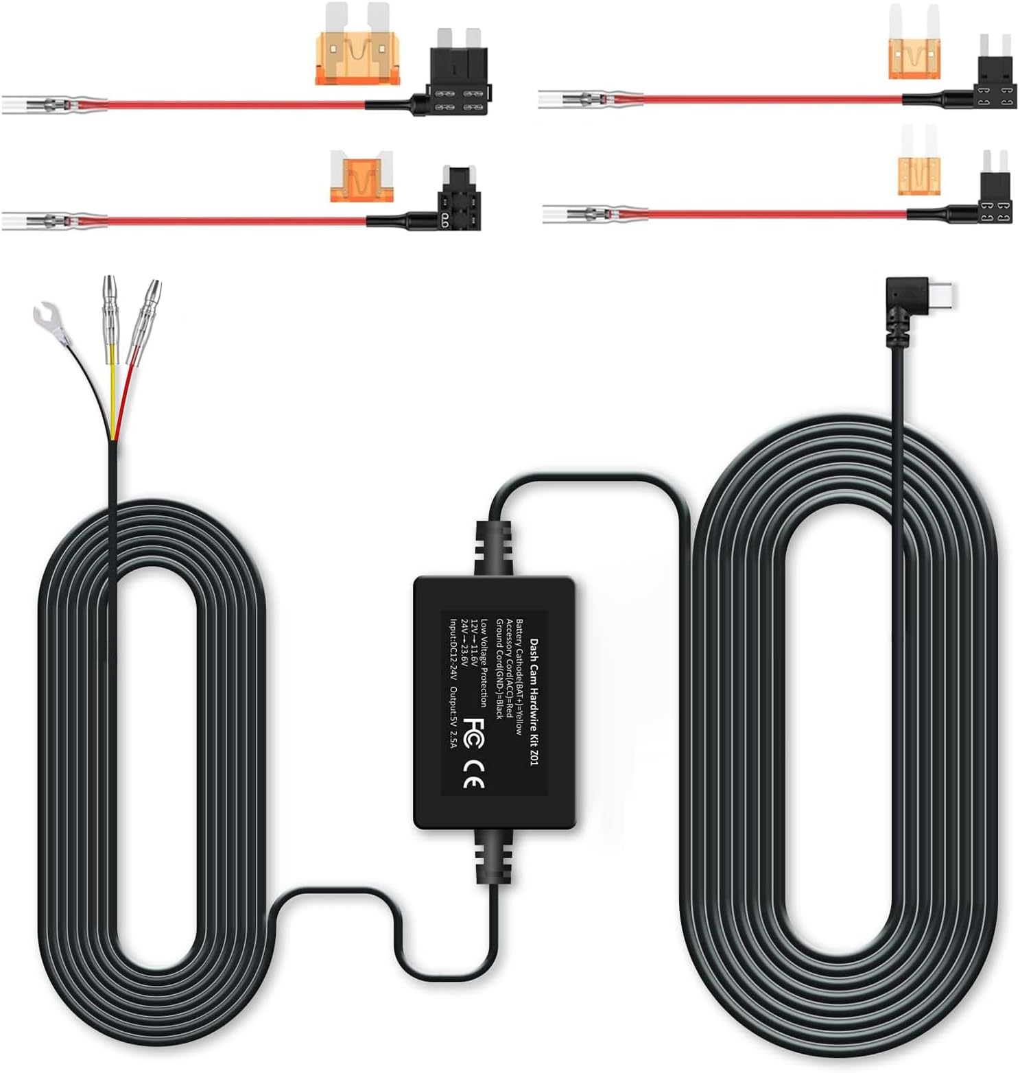 Amazon.com: GMAIPOP Dash Cam Hardwire Kit,11.5ft USB C Port Hard Wire ...