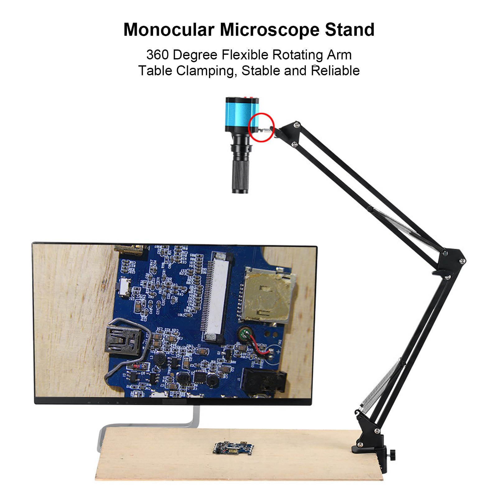 Snapklik.com : Microscope Arm Stand, 360 Degree Adjustable Monocular ...