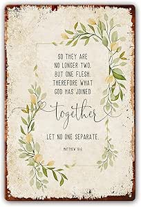 Amazon.com: Highuppo Matthew 19 6 Marriage Bible Verse Wall Art Metal ...