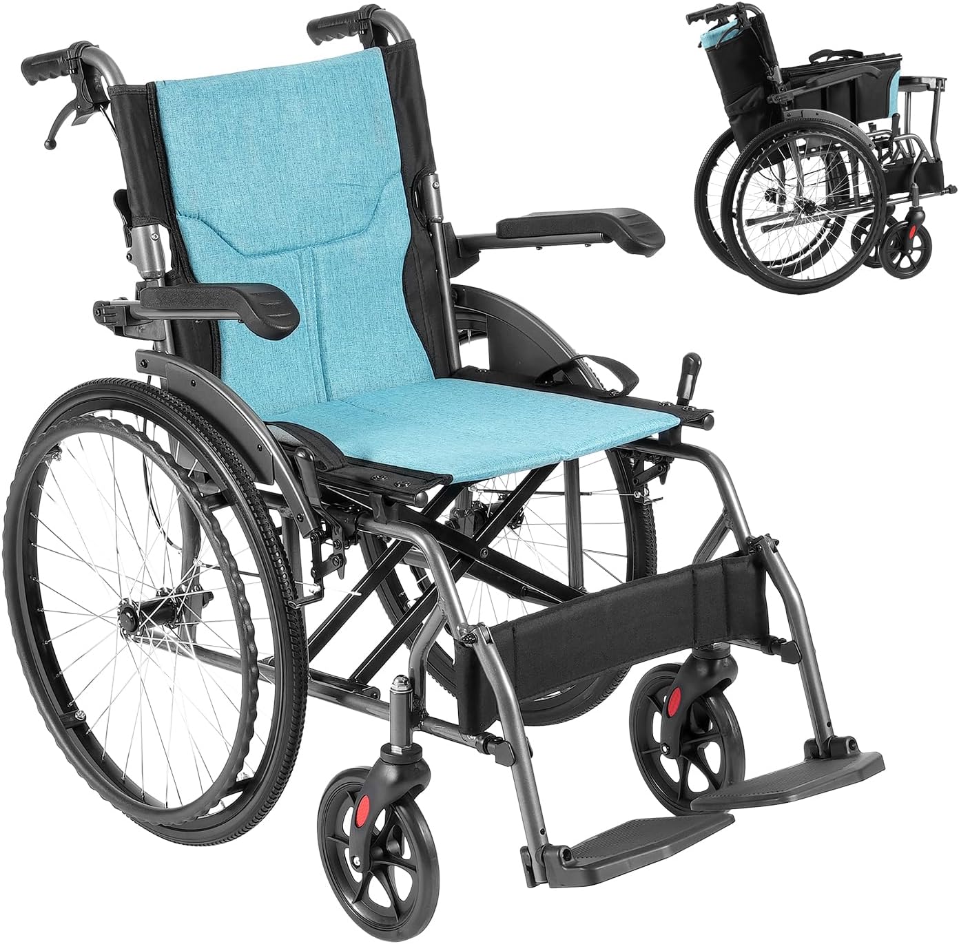 Amazon.com: Feather Mobility - Gray Lightweight Folding Wheelchair 13.5 ...