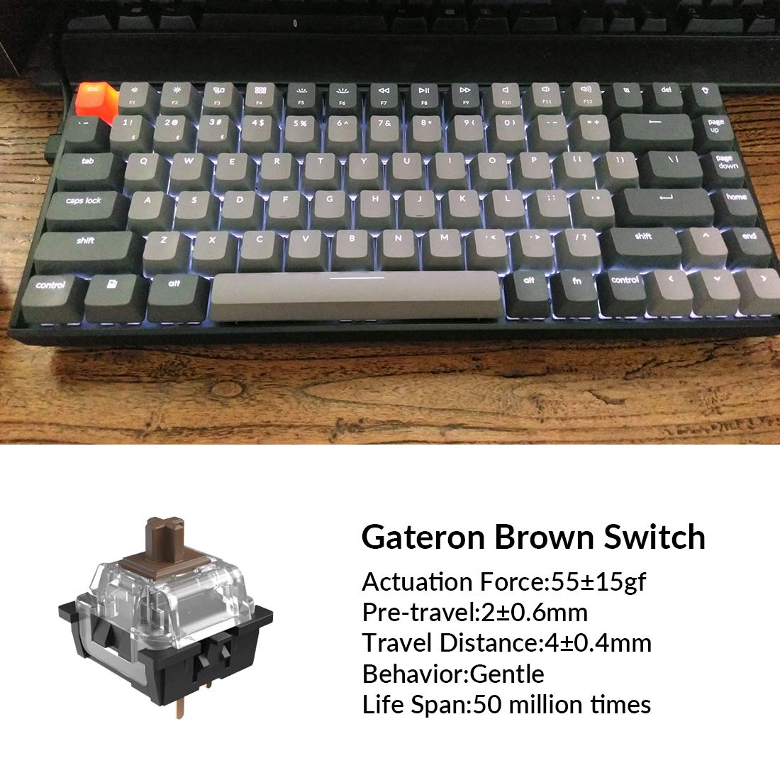 Keychron K2 Bluetooth Wireless Mechanical Keyboard with Gateron Brown ...