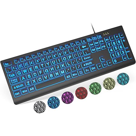 Amazon.com: EZSee by DC - USB Wired Large Print Keyboard - White ...