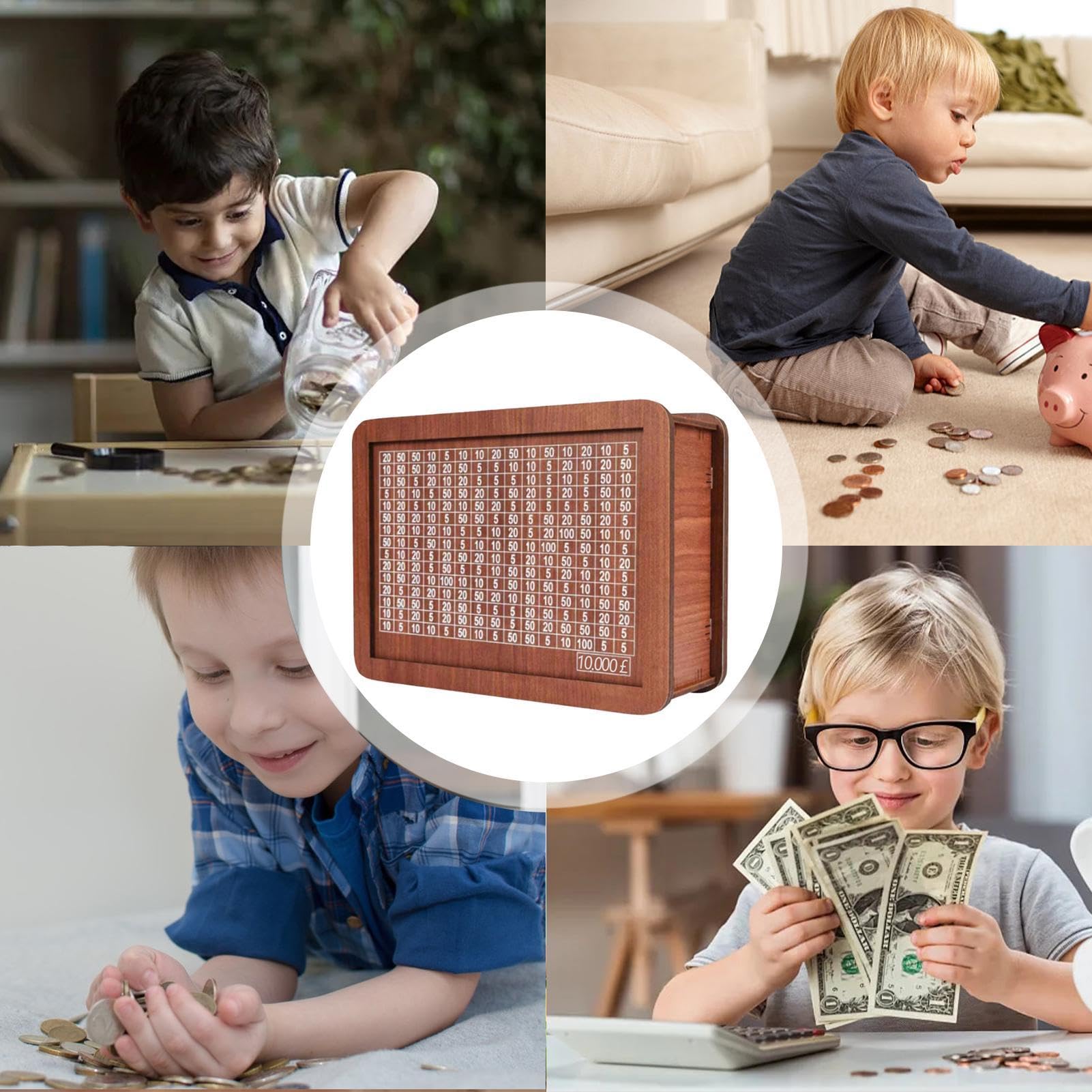 Strategy Board Game Wooden Money Saving Box With $10,000 Target - Cash ...
