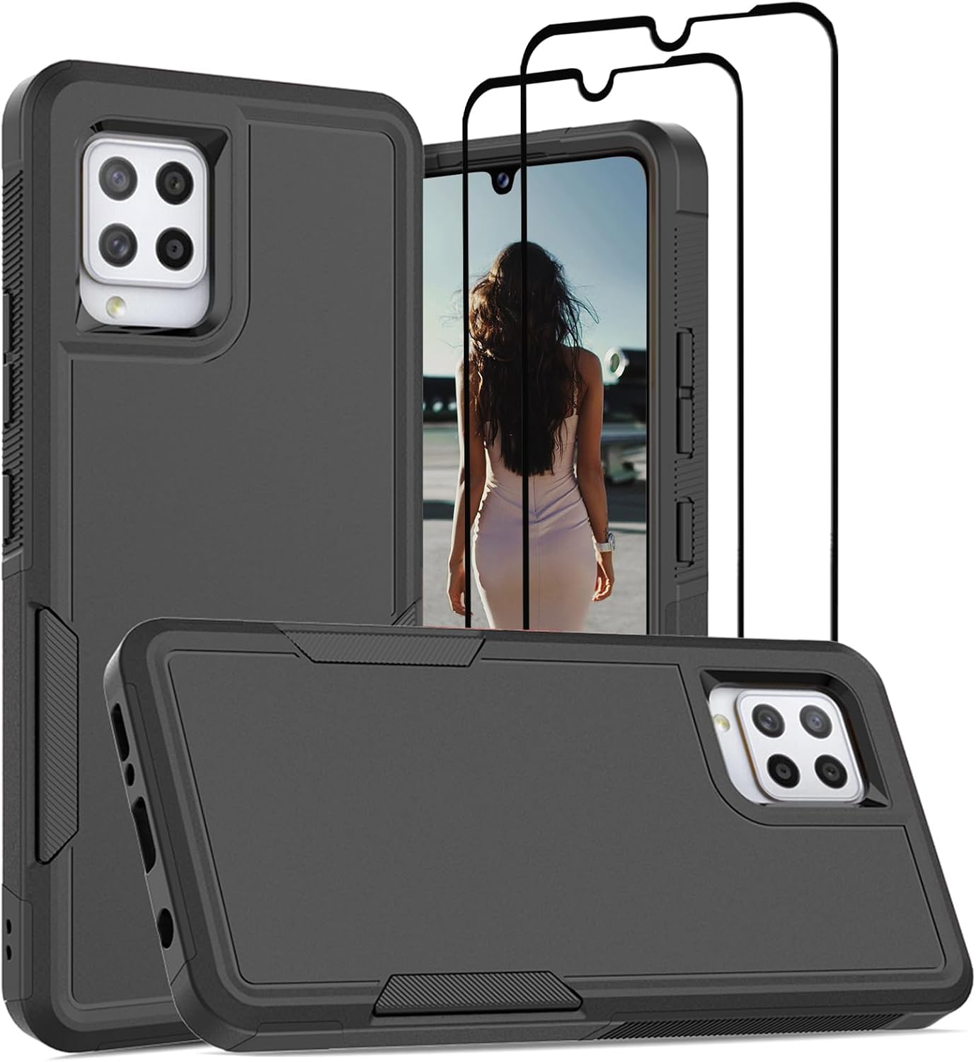 Amazon.com: Jeylly for Samsung Galaxy A42 5G Case with [2 Pack] Tempered Glass Screen Protector ...