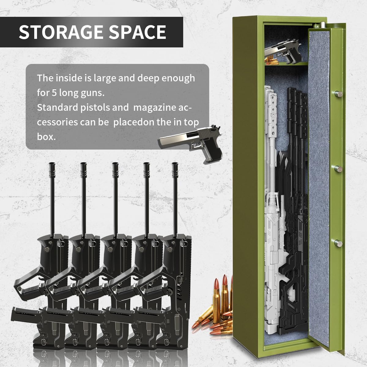 Snapklik.com : Xhlokk Rifle Gun Safes For Home, Quick Access 5-6 Gun ...