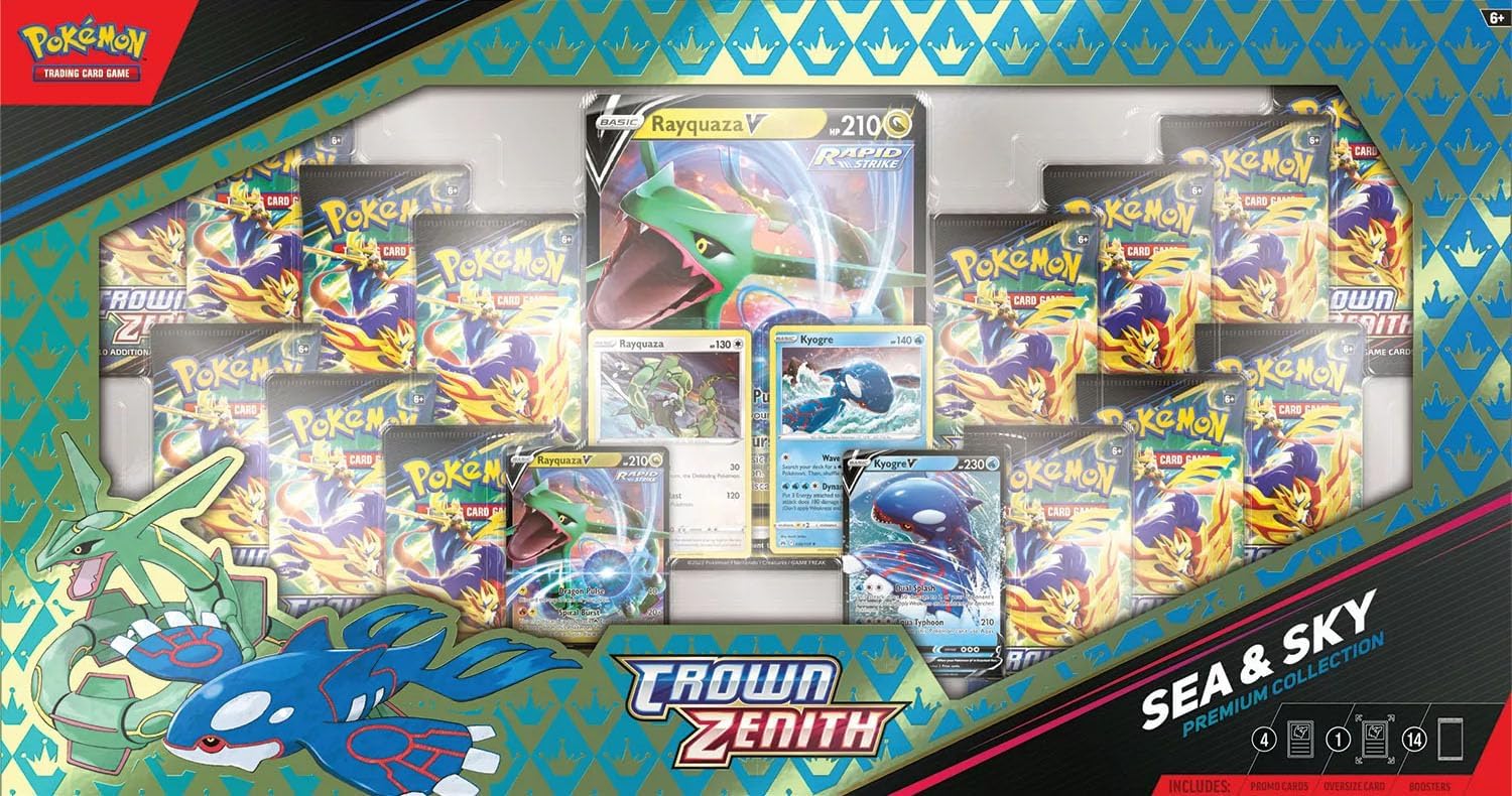 Pokémon TCG Crown Zenith Sea & Sky Premium Collection – 14 paquets, Promos : Amazon.fr: Jeux et ...