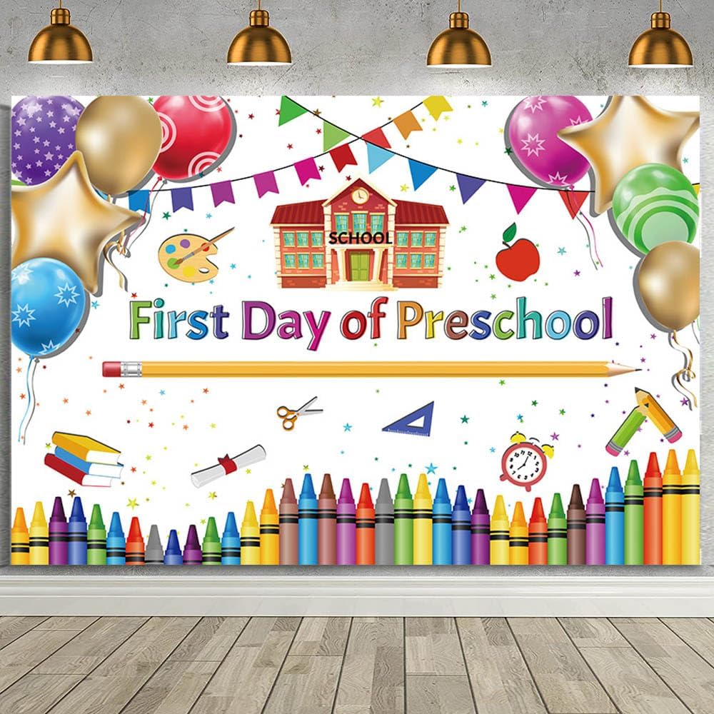 Amazon.com: AIBIIN 7x5ft Kids First Day of Preschool Backdrop Welcome ...