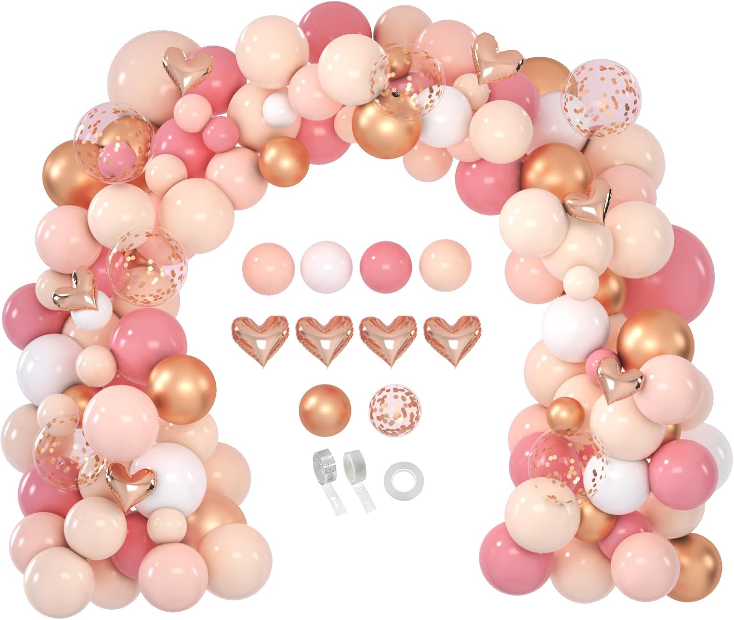 Amazon.com: iLaFm 150pcs Blush Balloons Garland Arch Kit Dusty Rose ...