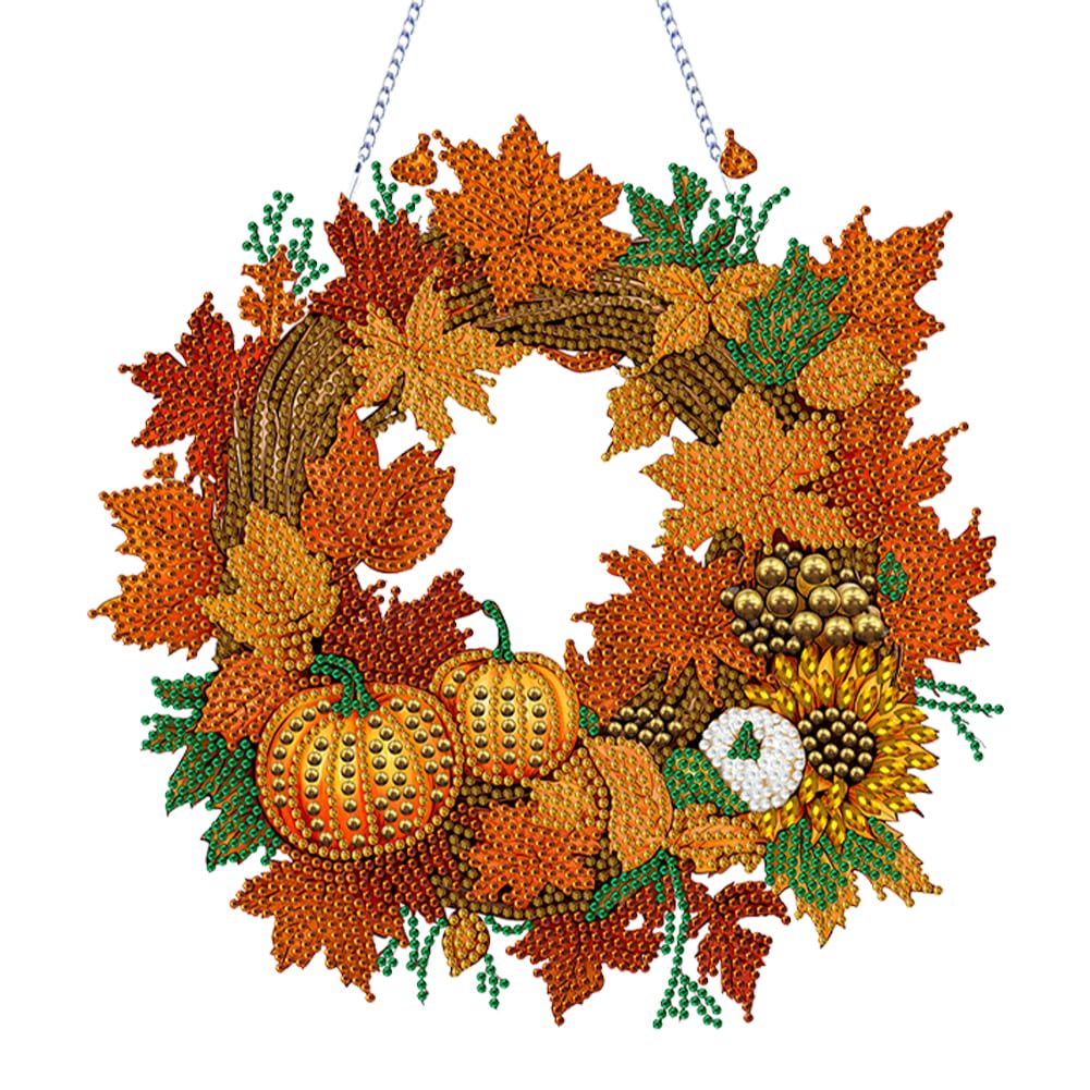 Amazon.com: Orgone Fall Pumpkin Diamond Painting Wreath,Autumn Hanging ...