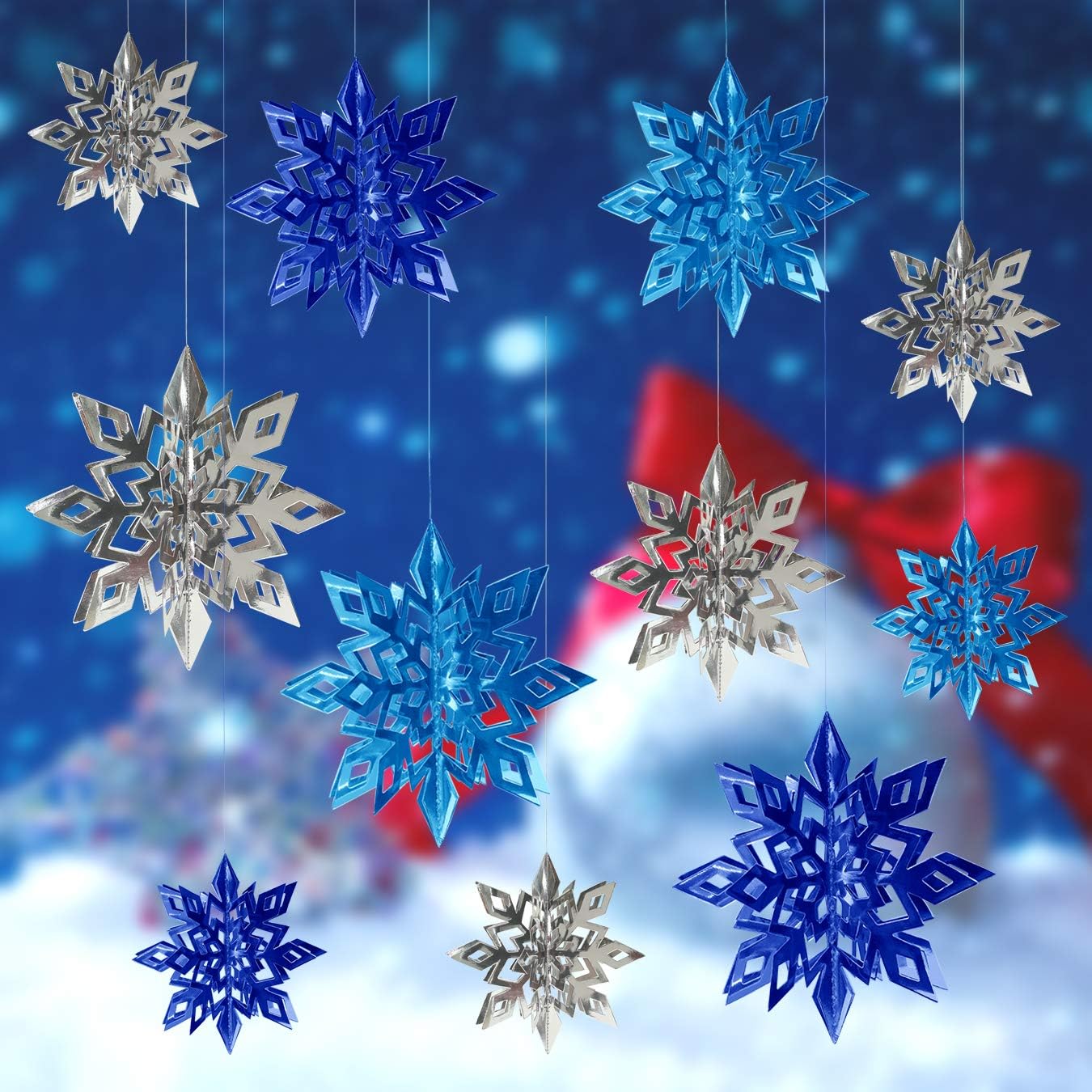 Amazon.com: 18Pcs 3D Hanging Christmas Snowflake Decorations, Winter ...