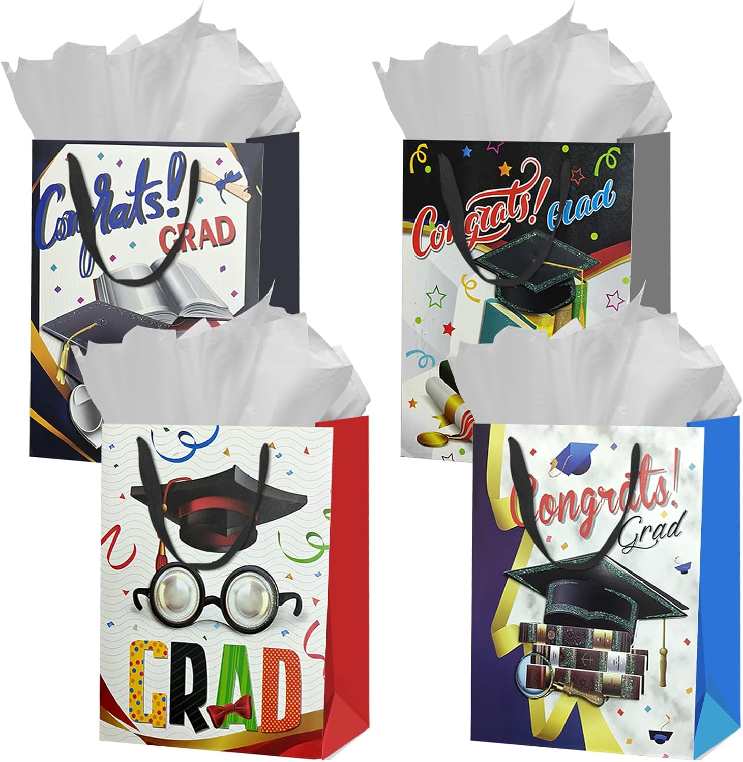 Amazon.com: 4 Pcs 9" Graduation Gift Bags with Tissue Paper，Medium ...