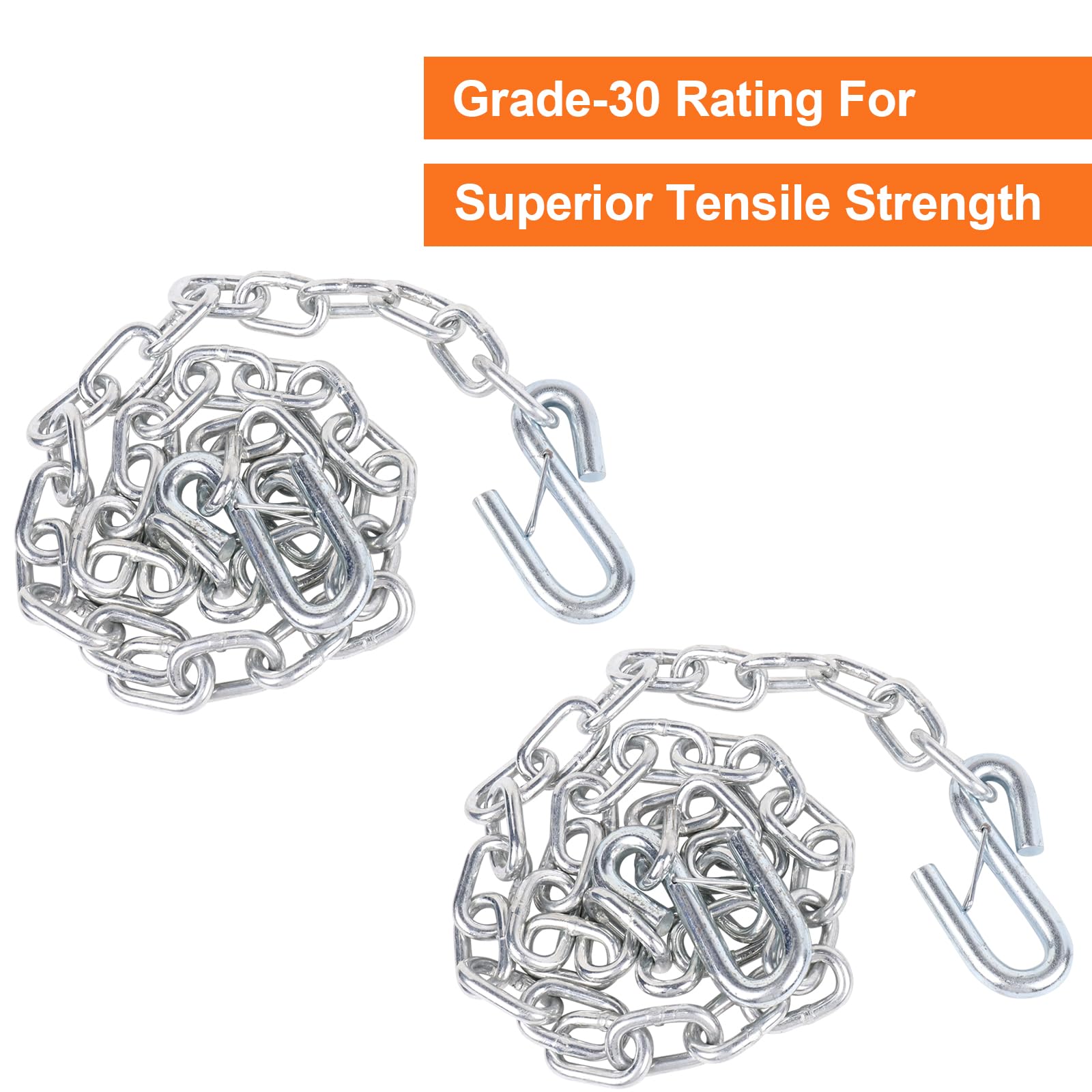 Snapklik.com : TeukRiGa 1/4" X 54" Grade 30 Steel Boat Trailer Safety Chain
