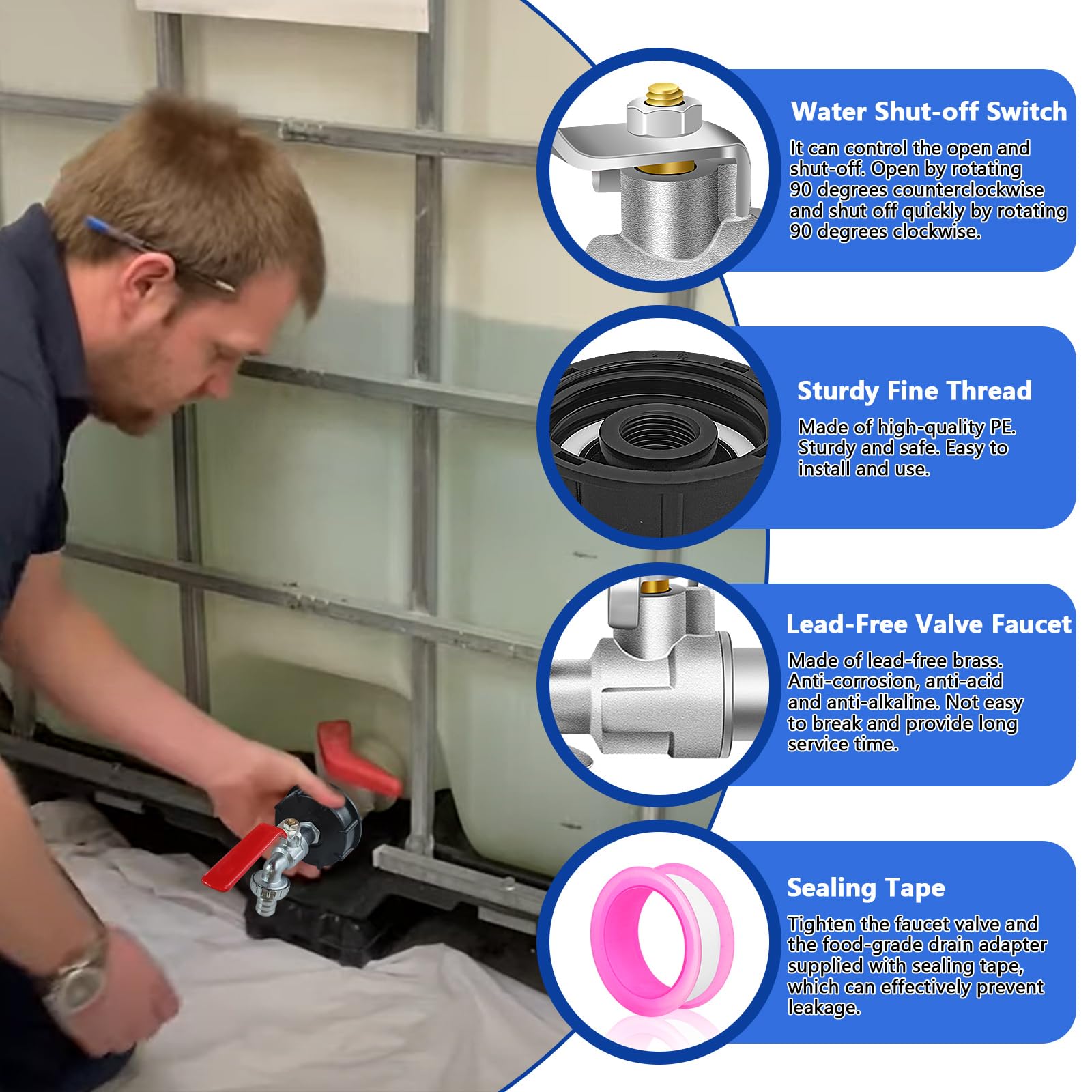 1/2 IBC Tank Adapter IBC Tank Valve,Leakproof Detachable IBC Tote Tank ...