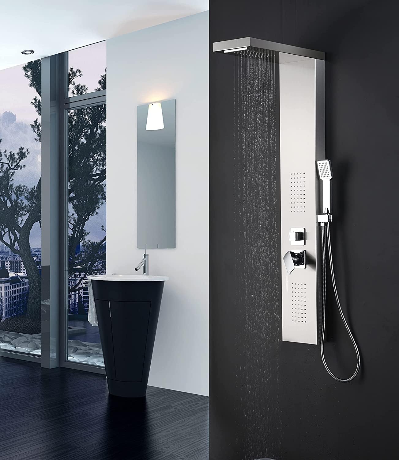 Elbe Columna de ducha de acero inoxidable 304, con 4 funciones ...