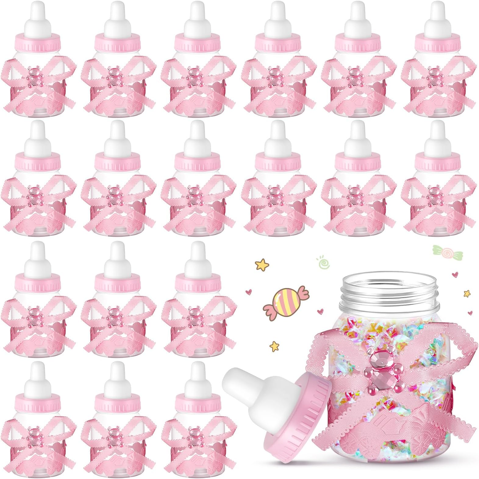 Amazon.com : 36 Pcs 3.5 Inch Baby Bottle Shower Favor Mini Plastic ...