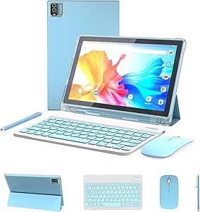 YQSAVIOR Tablet Android 11 de 10 pulgadas con teclado y funda, 6 GB RAM ...