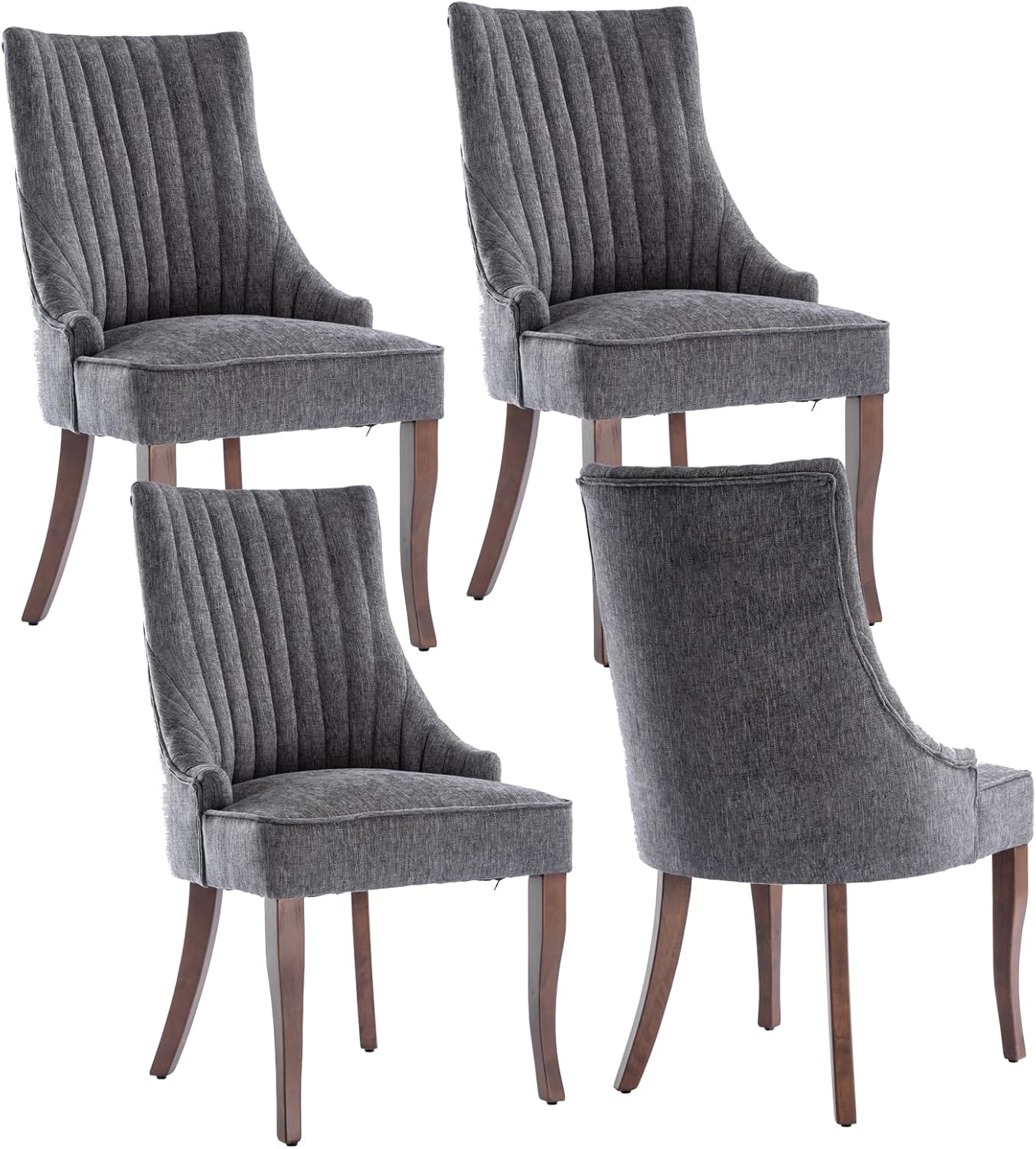 Amazon.com - mikibama Linen Dining Chairs Set of 4 Channel Tufted ...