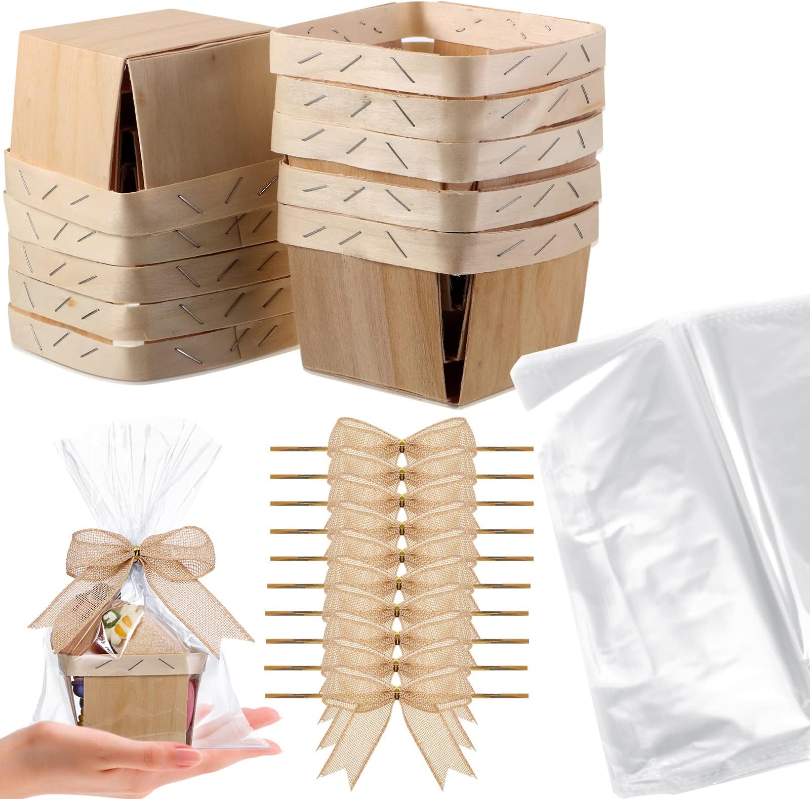 Amazon.com: 20 Pcs 10 x 8" Baskets for Christmas Gifts Empty Kraft ...