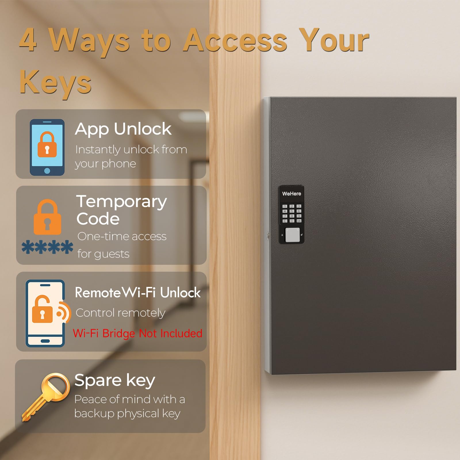 Snapklik.com : 192 Key Lock Box Wall Mount, Smart Key Cabinet, One Time ...