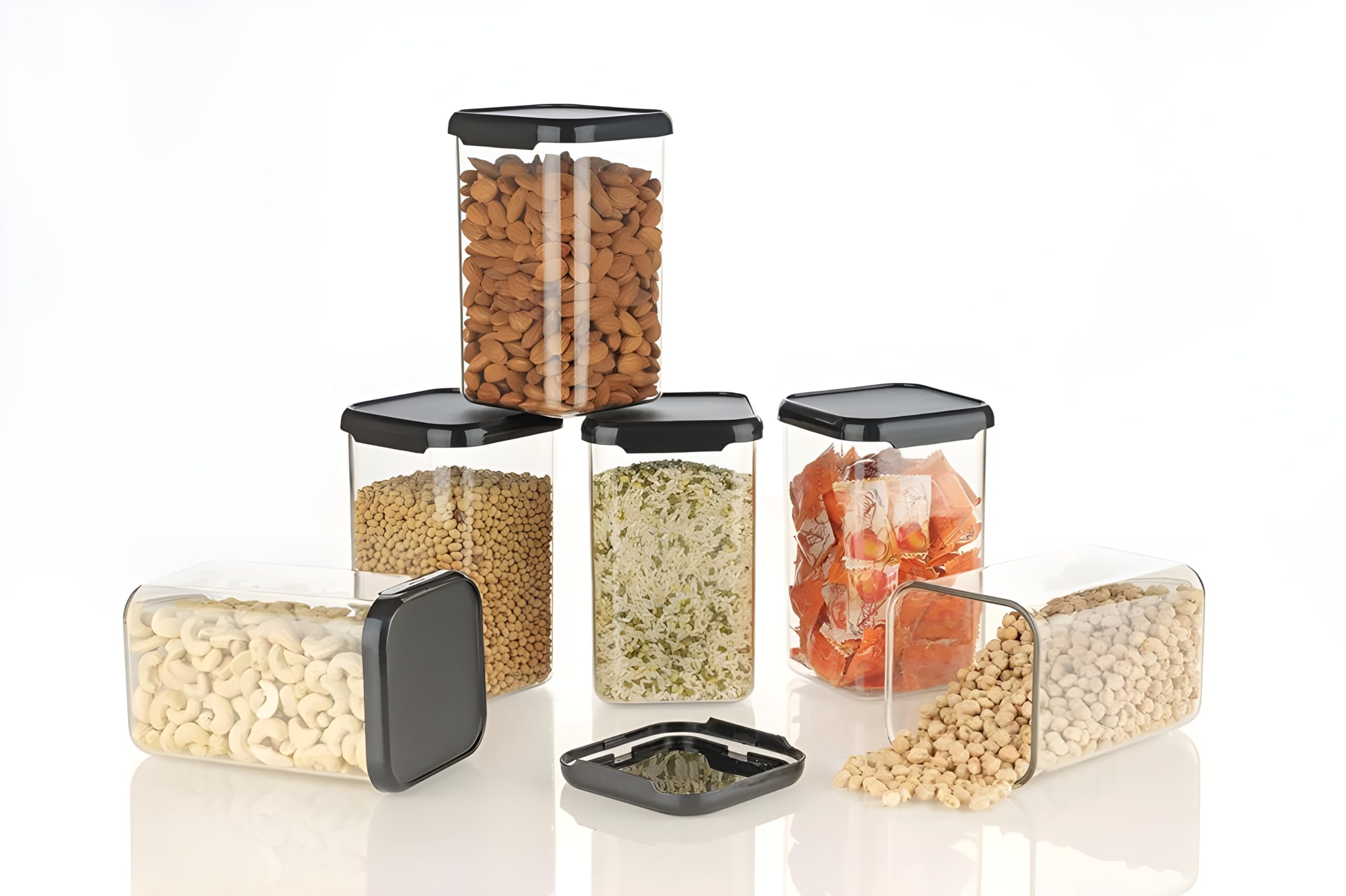 Buy Homeor Plastic Storage Jar & Container Set Air-Tight BPA Free ...
