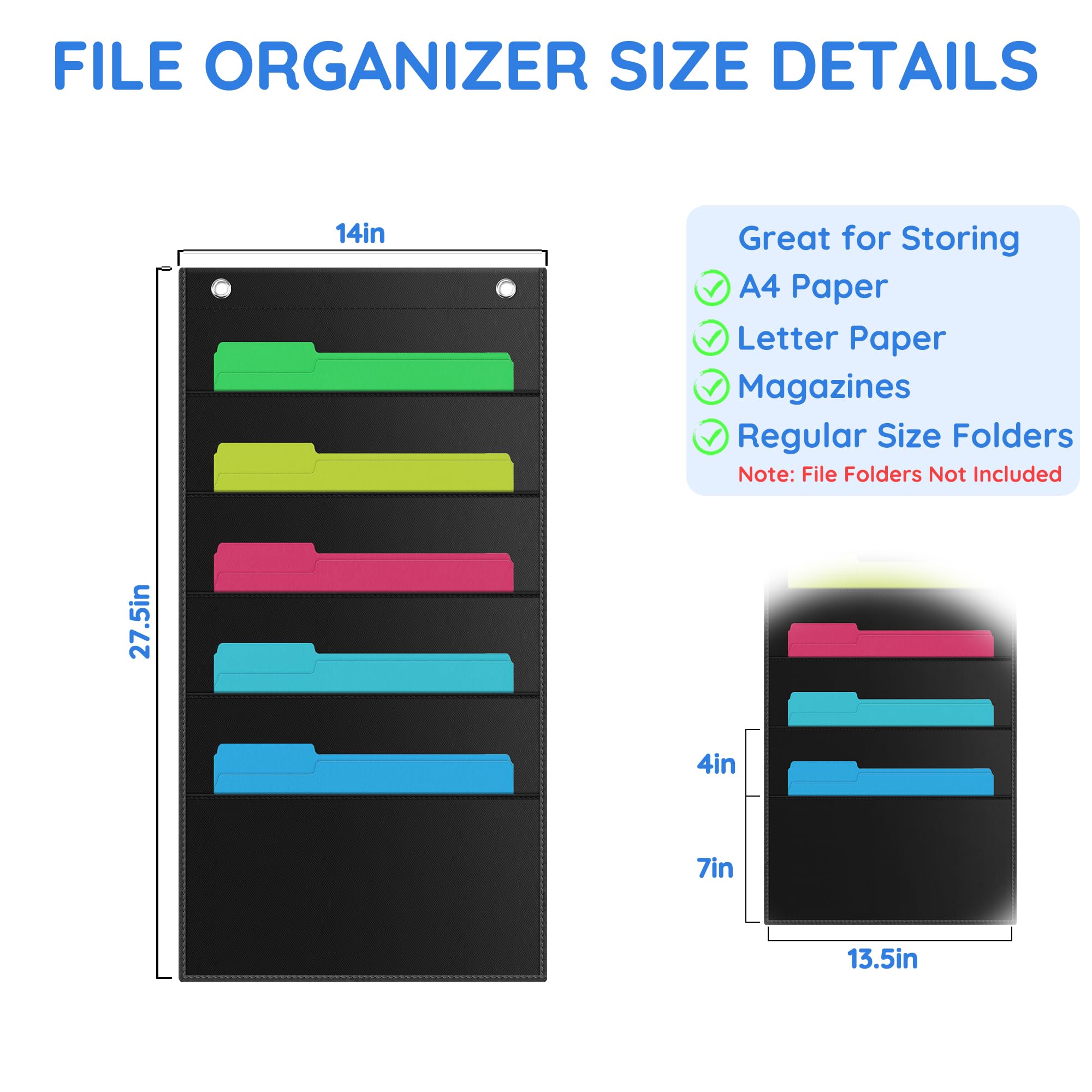 Snapklik.com : ZKOO 5 Pockets Hanging Wall File Organizer For A4 Size ...