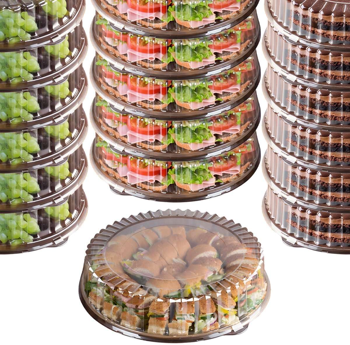 Amazon.com: 50 Pack 16" Large Round Party Tray with Clear Lid ...