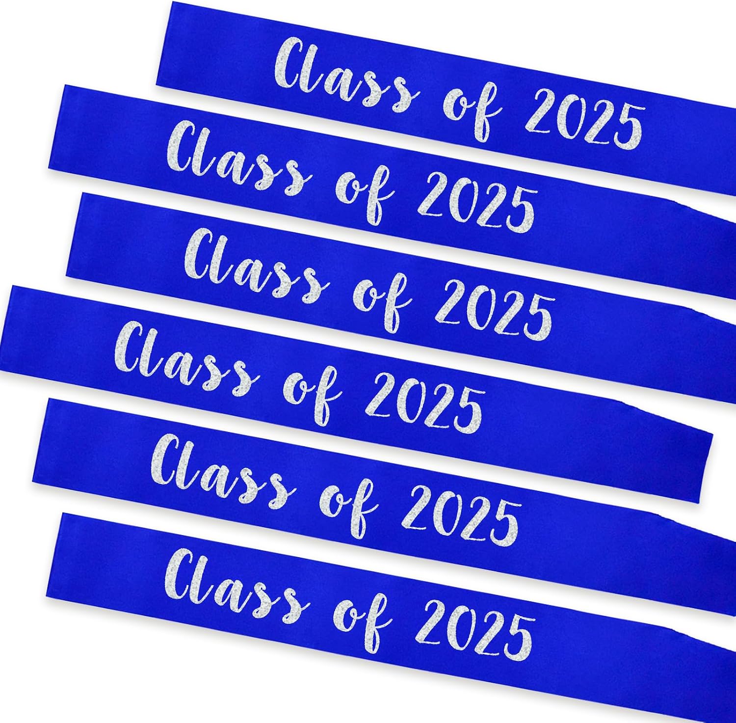 Amazon.com: KETAOO 6PCS Class of 2025 Sash, Silver Glitter Royal Blue ...