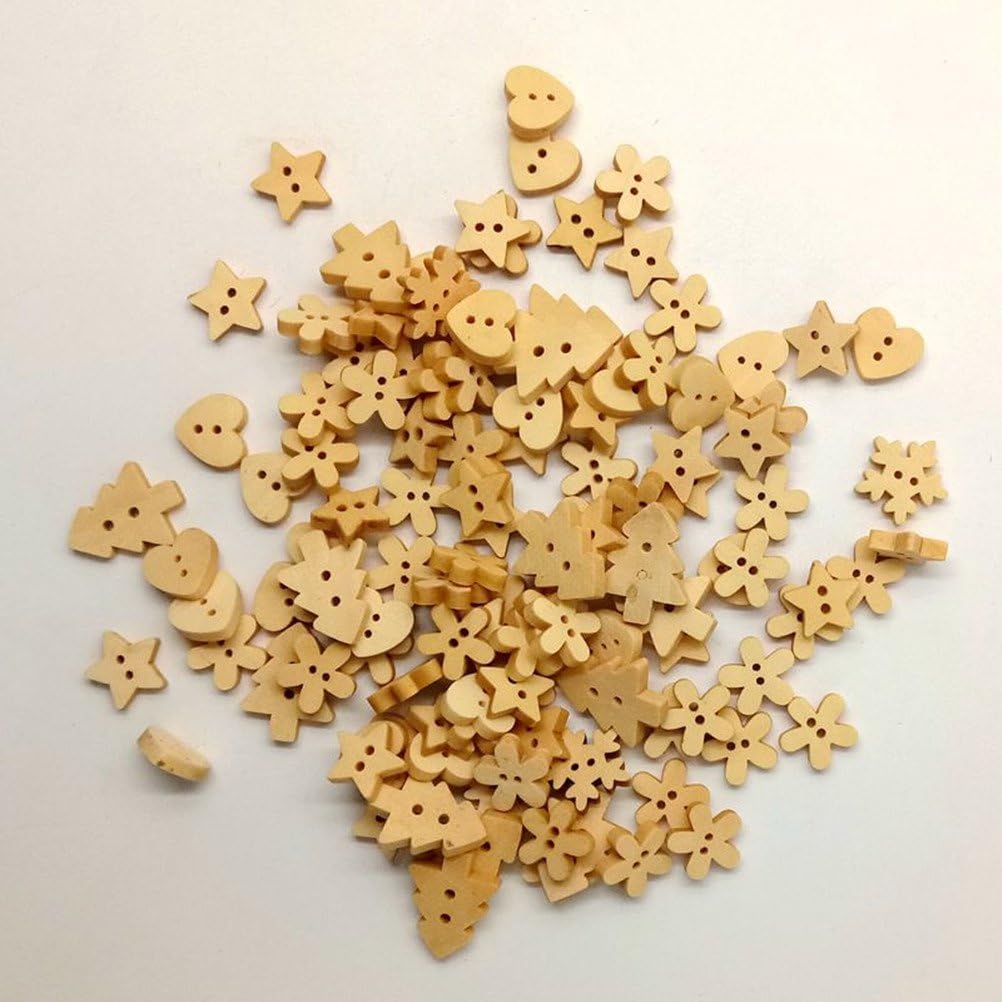 Amazon.com: SUPVOX 100pcs Natural Wooden Snowflake Buttons White Mini ...