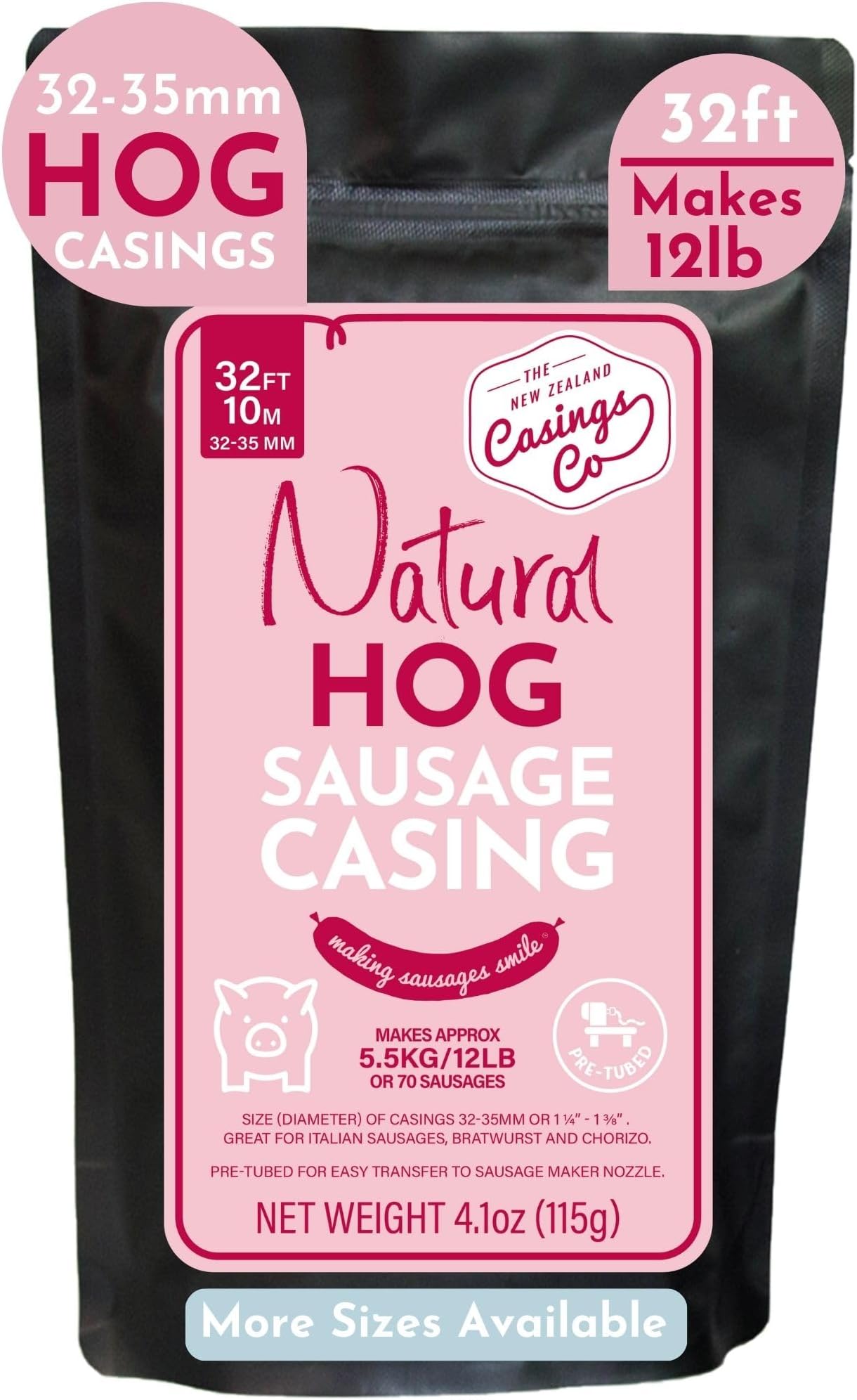 Amazon.com: SAUSAGE CASINGS Natural HOG Casings for Sausage Making ...