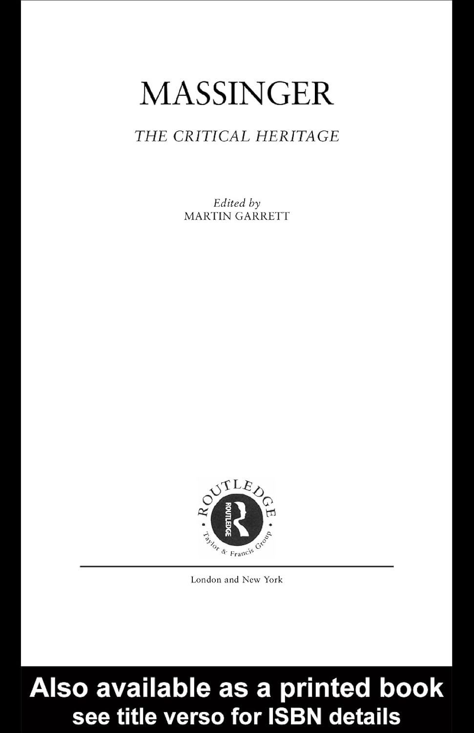 Massinger eBook : Garrett, Dr Martin, Garrett, Martin: Amazon.in ...