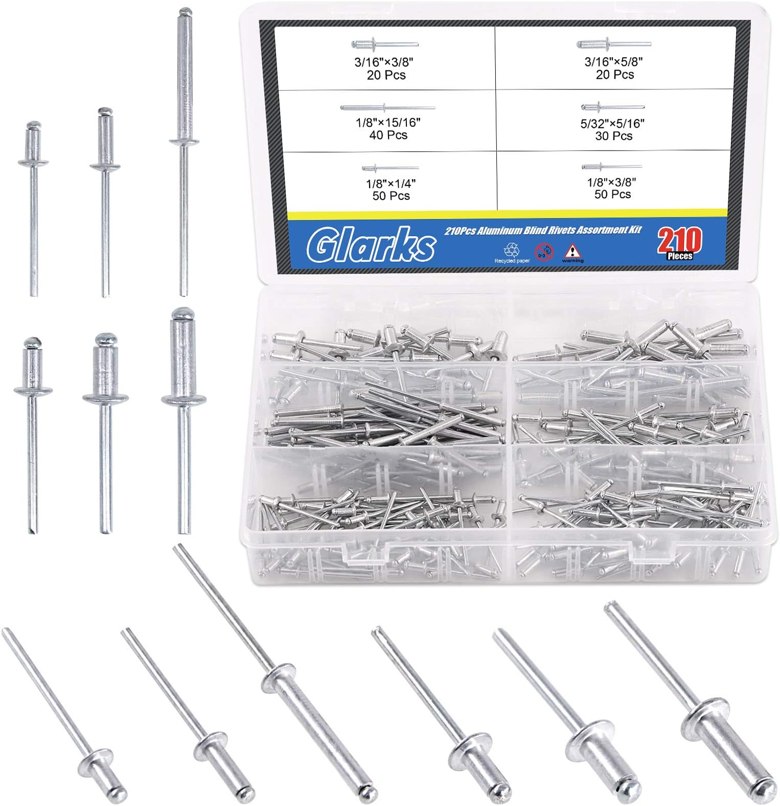 BE-TOOL Rivets, Aluminium Pop Rivets Large Flange, Open-End Dome Head ...