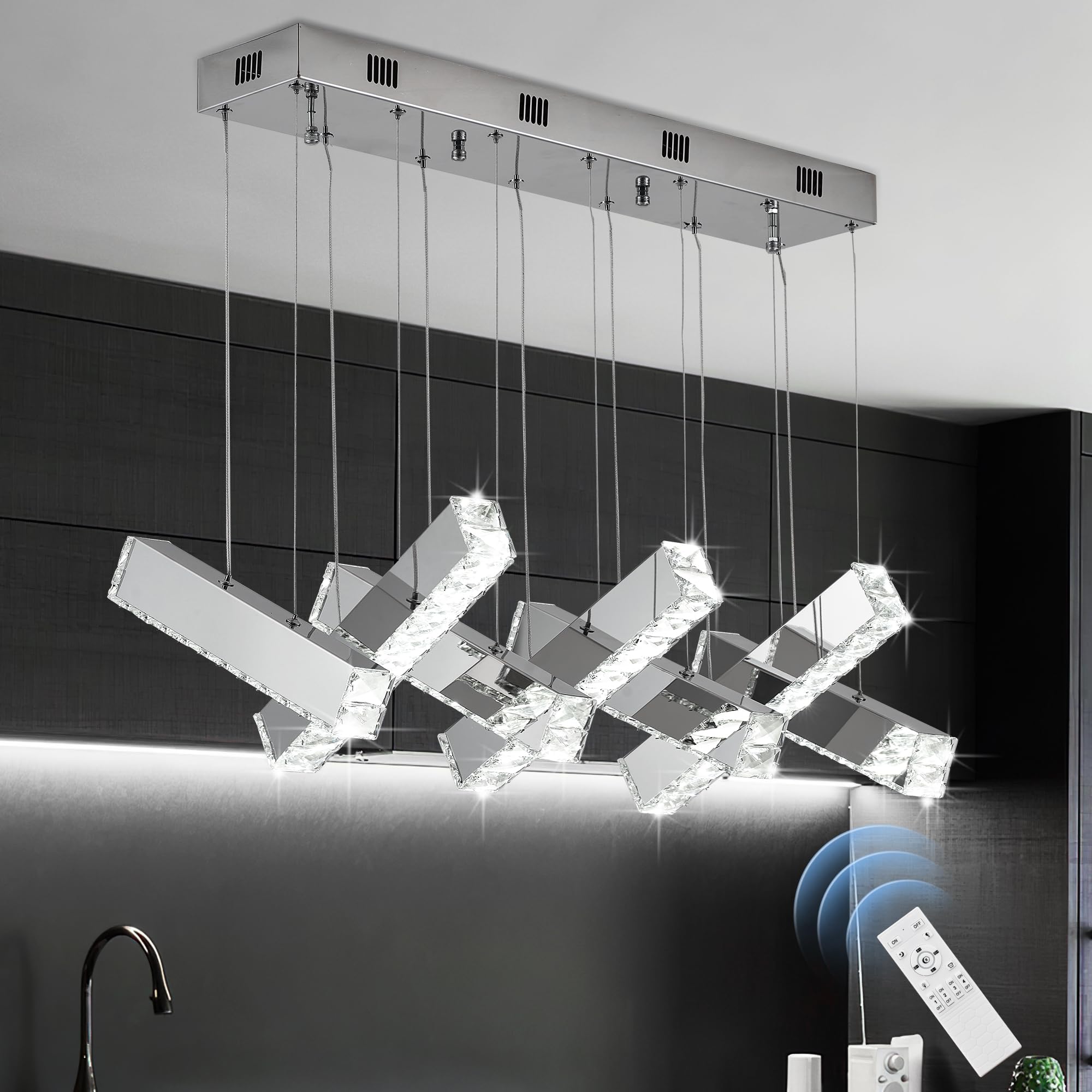 Salaiwei 30.3" Rectangle Chandeliers for Dining Room, Adjustable LED ...