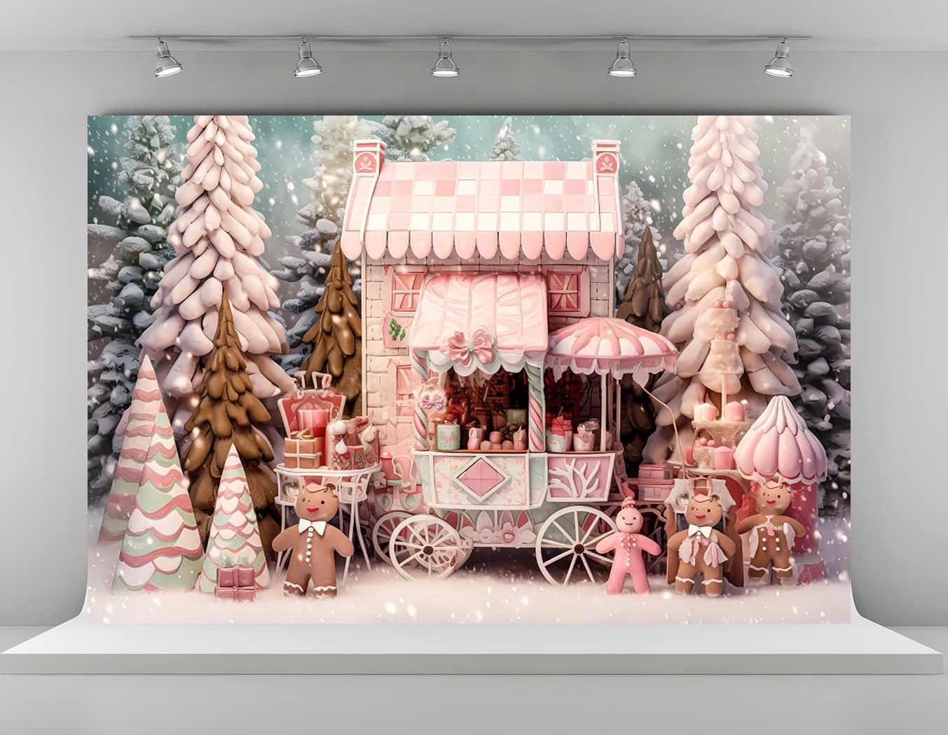 Amazon.com : Kate 10x6.5ft Merry Christmas Candy Shop Backdrops for ...