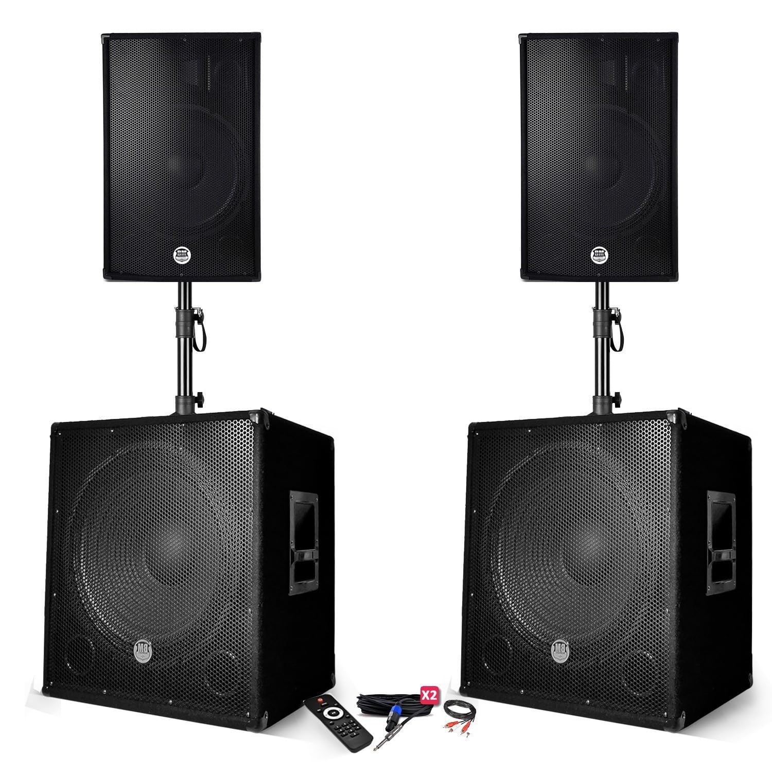 Pack sonorisation - BM Bmsonic BMS-151515-3000W - Enceintes DJ 15" + 2 ...