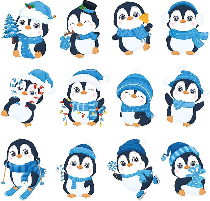 Amazon.com: 48Pcs Winter Penguin Cutouts, Cute Penguin Paper Cut Outs ...