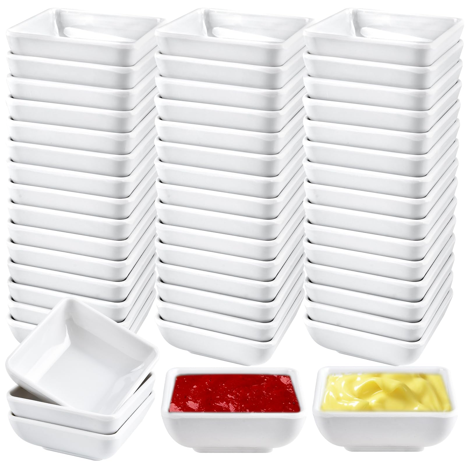 Amazon.com: Milkary 50Pcs Melamine Dipping Sauce Bowls Bulk, 3oz White ...