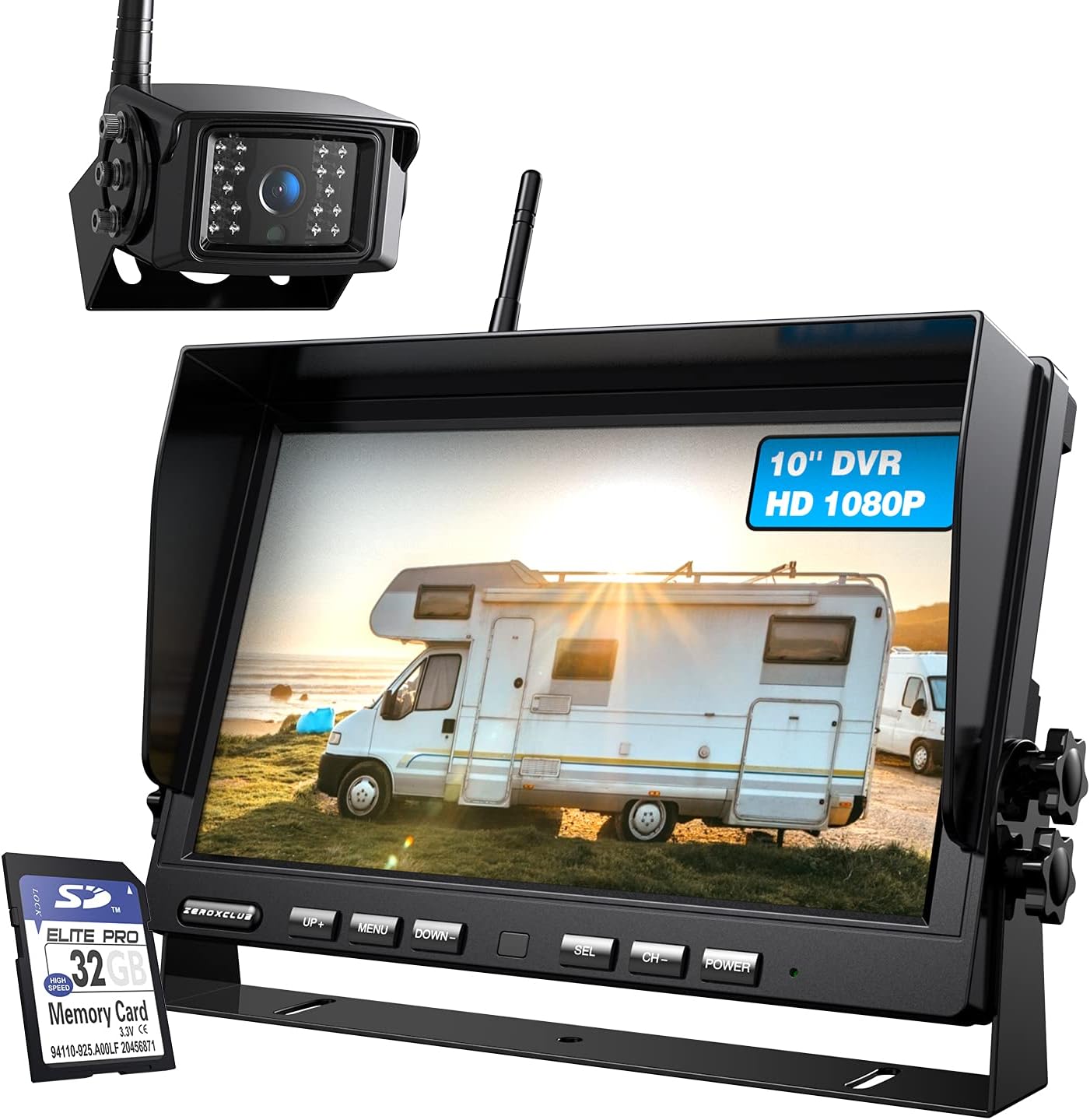 Amazon.com: ZEROXCLUB 10" HD Backup Camera System Kit, Loop Recording ...