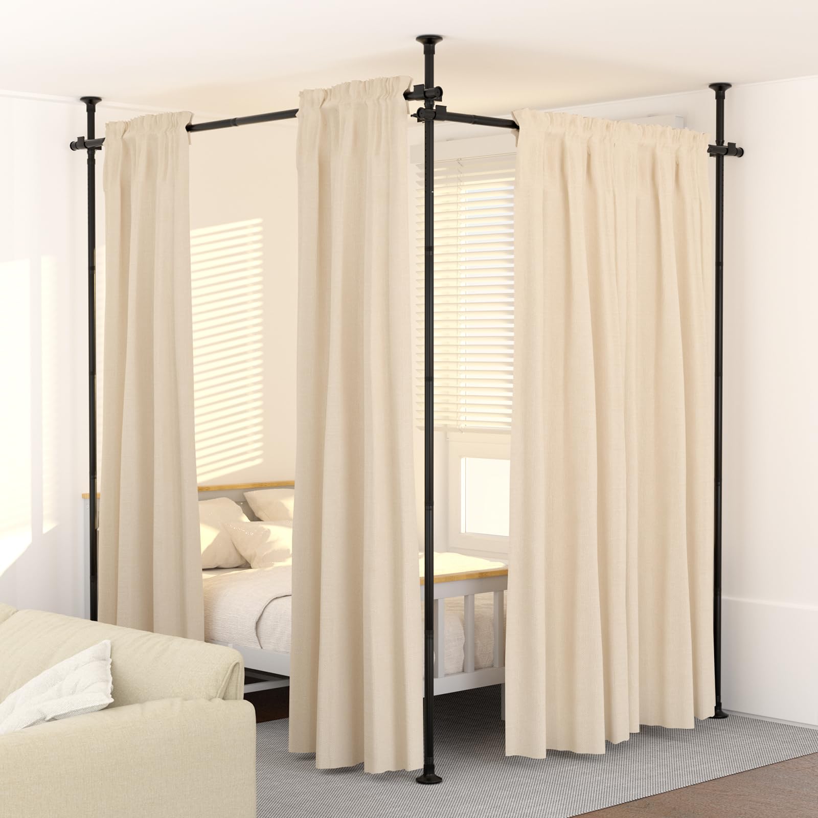 Amazon.com: KELIXU Room Divider Curtain Rod, No Drilling Tension Rods ...