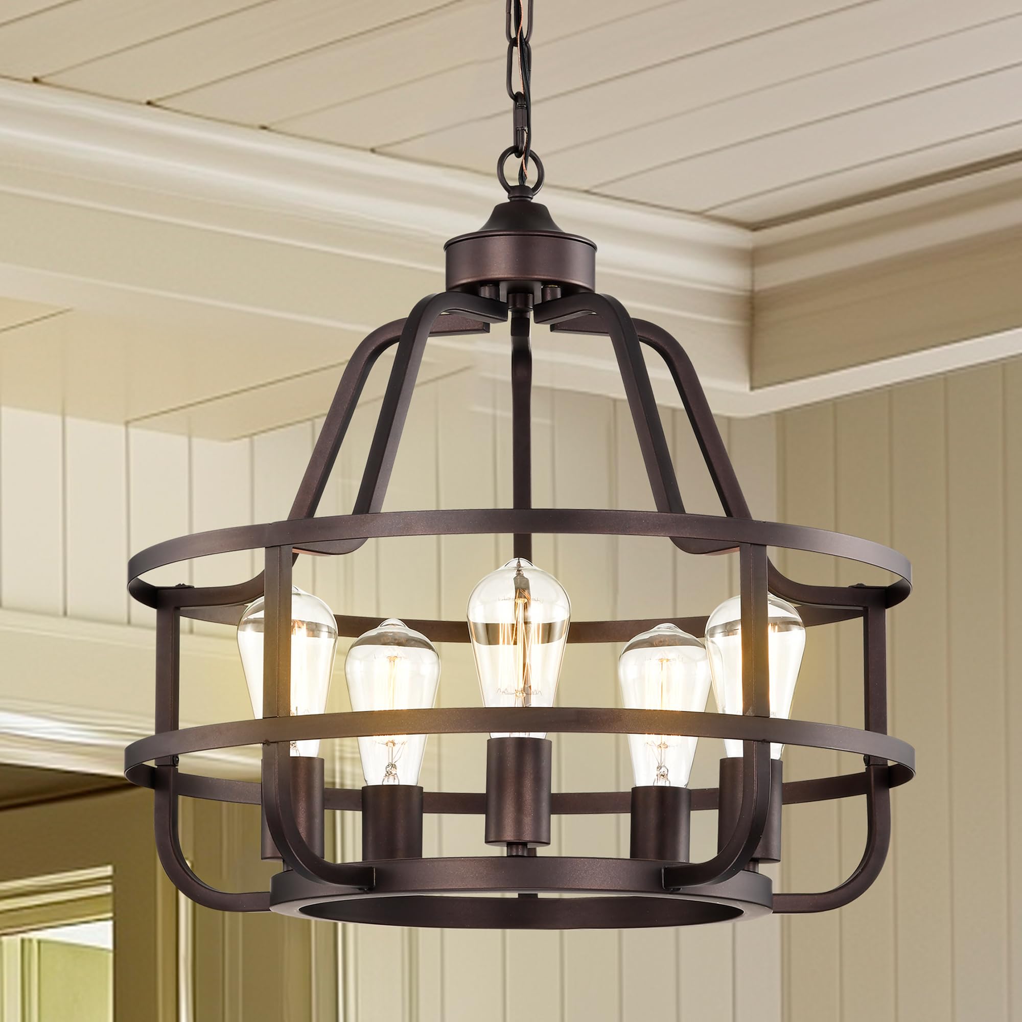 winsmart 5 Light Farmhouse Chandelier Light Fixture, 20" Oil Rubbed ...