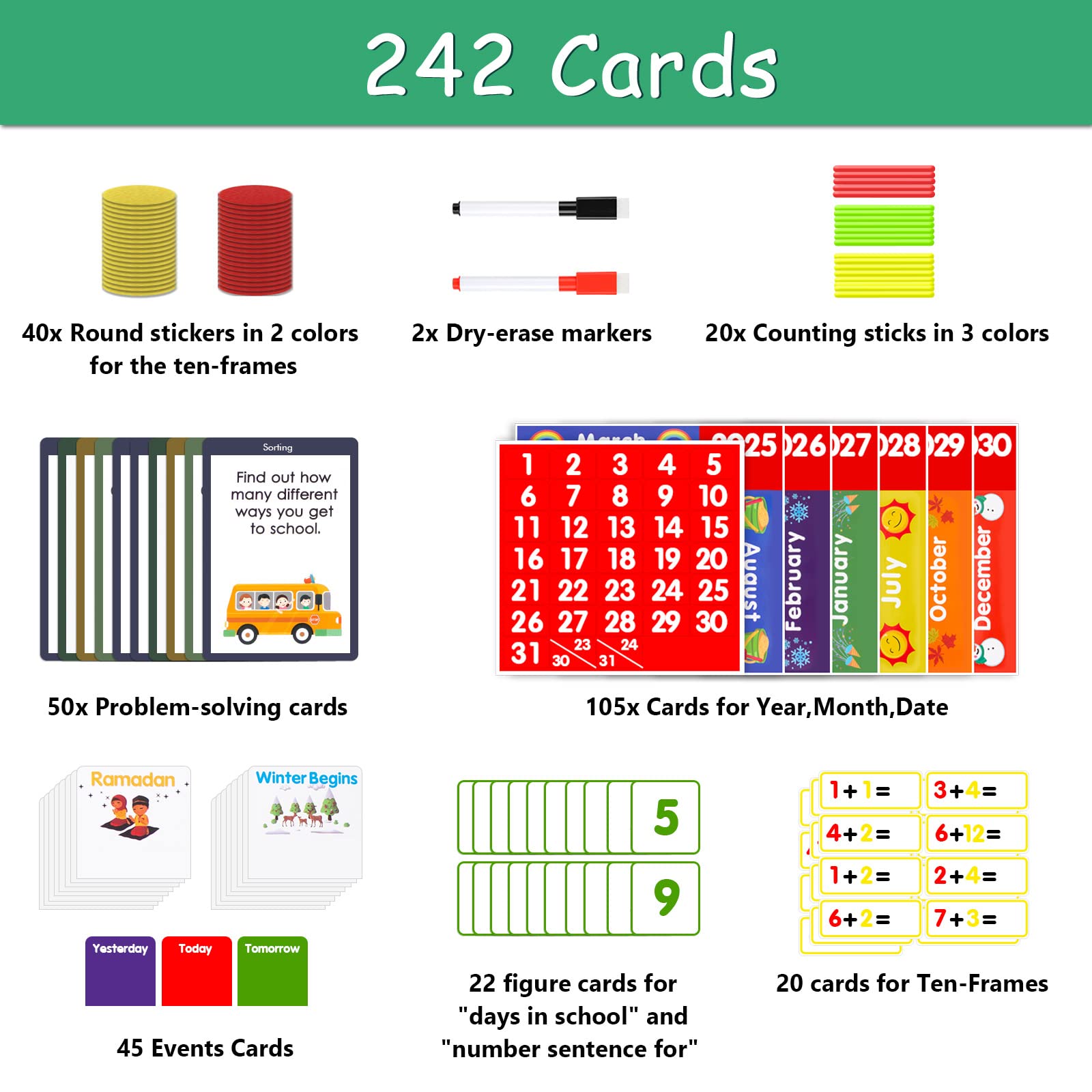 Snapklik.com : Daily Math Calendar Classroom Pocket Chart Educational ...