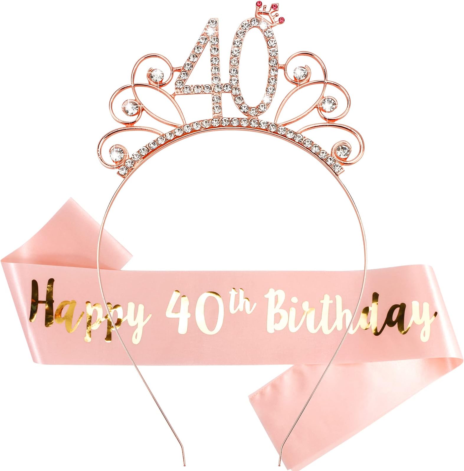 Amazon.com: Casoty 40th Birthday Sash and Tiara for Women, 40th ...