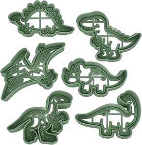 Amazon.com: Dinosaur Cookie Cutter Set of 6 – T-Rex, Triceratops ...