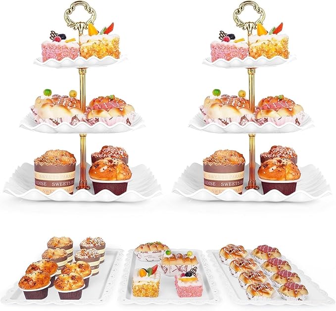 Amazon.com: 5 Pcs Dessert Table Display Set - 2 Pcs 3-Tier Dessert ...