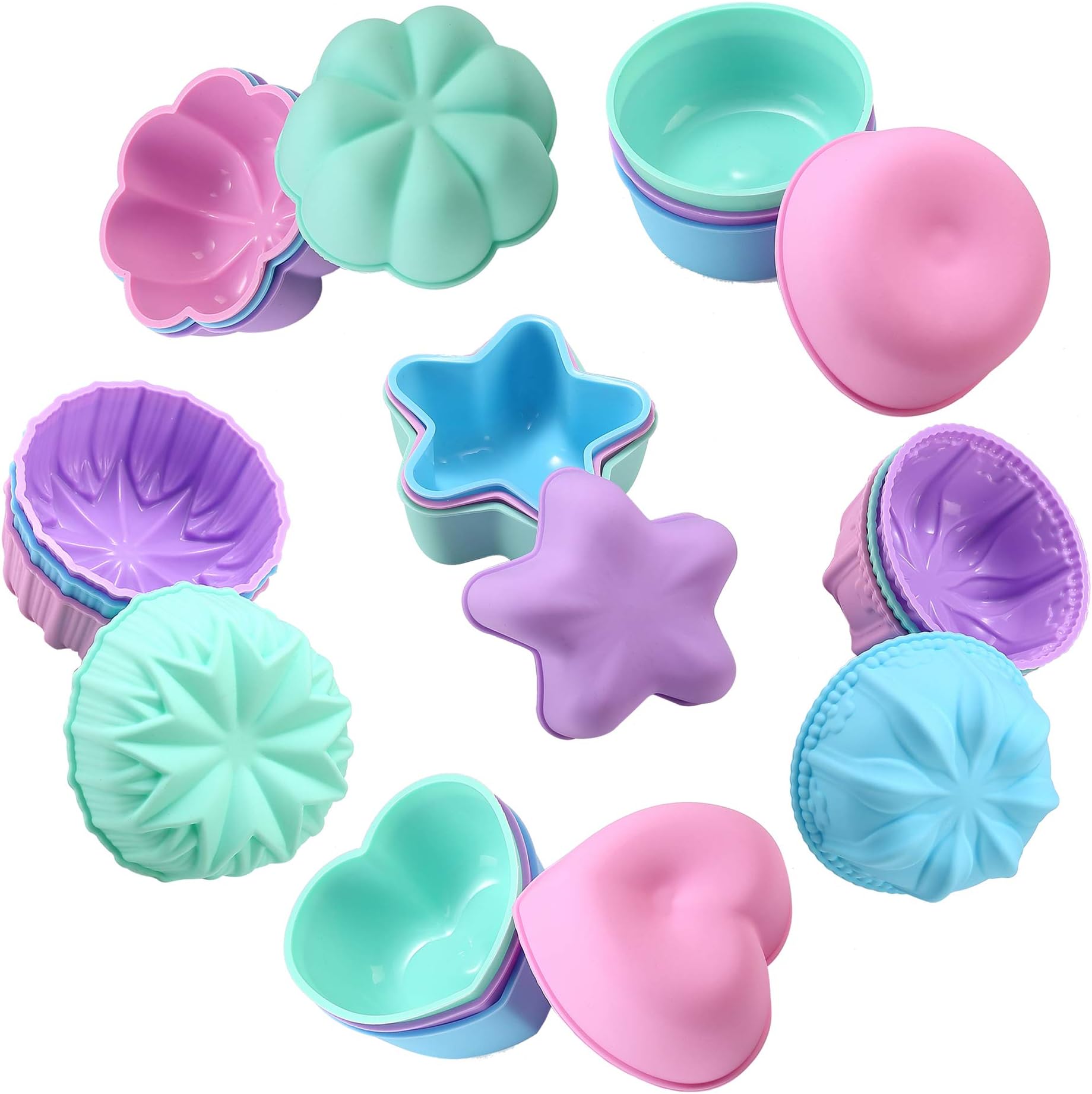 Amazon.com: Magik 36 PCS Reusable Non-stick Silicone Mini Baking Muffin ...