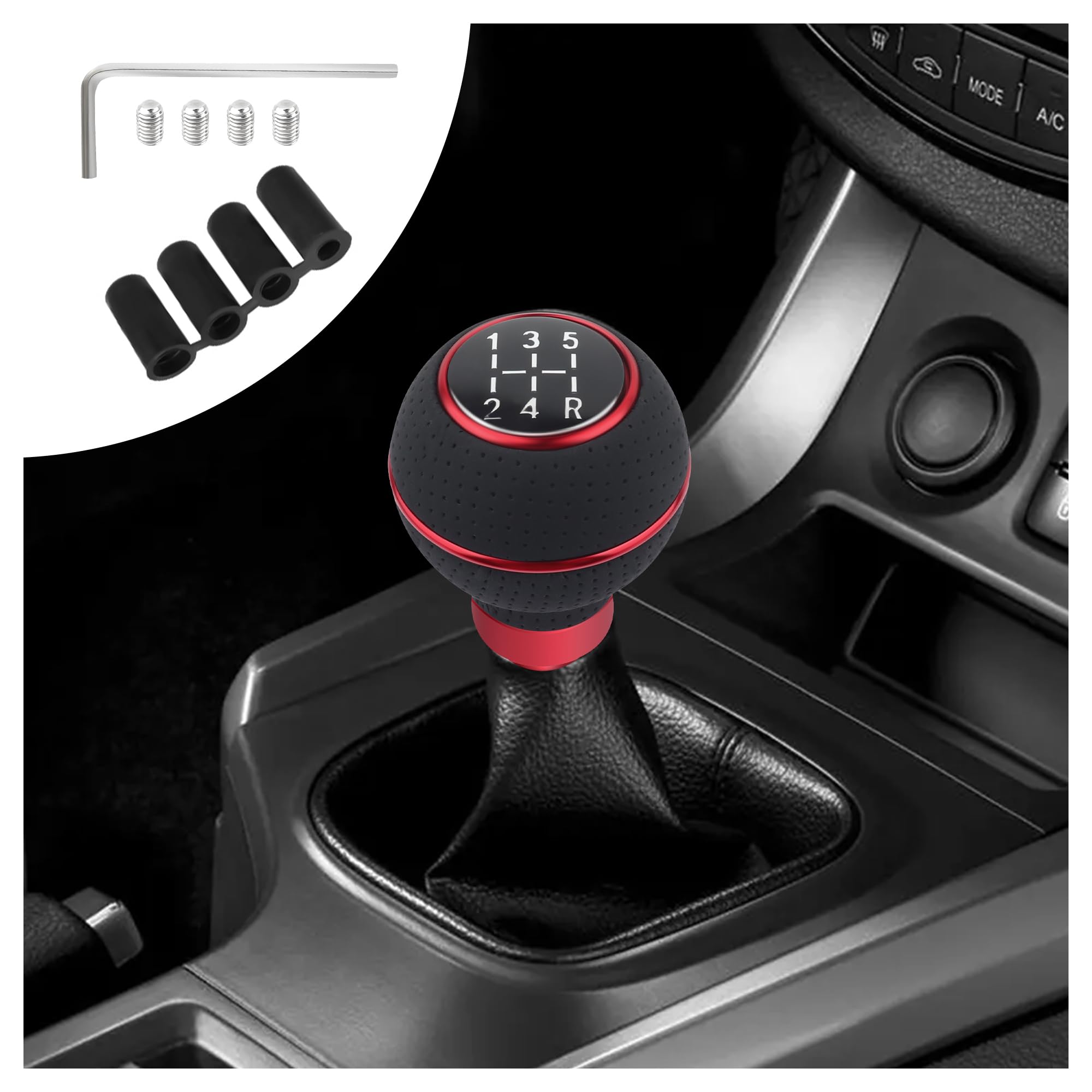 Amazon.com: 5 Speed Shift Knob with 4PCS Adapter,Leather Ball Shaped ...