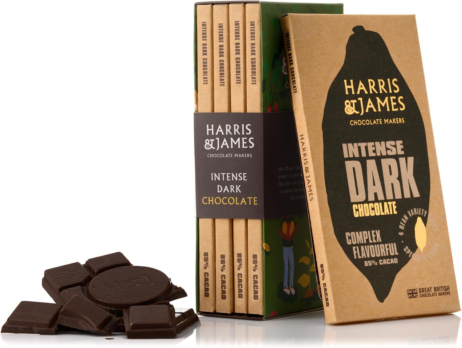 Harris & James 4 x Intense 85% Dark Chocolate Bar Library Pack ...